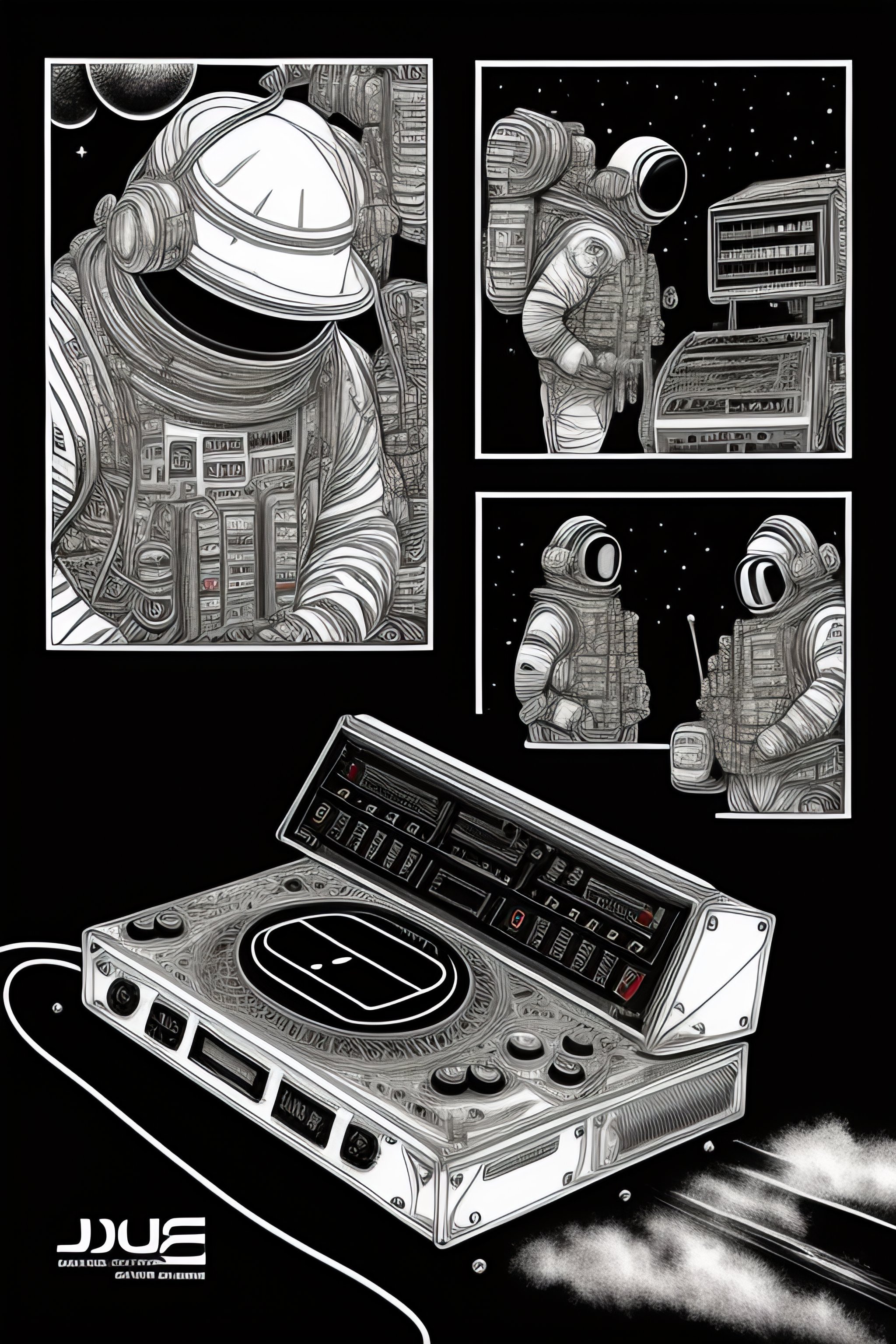 Lexica - Intricate detailed artwork of astronauts using dj controller ...