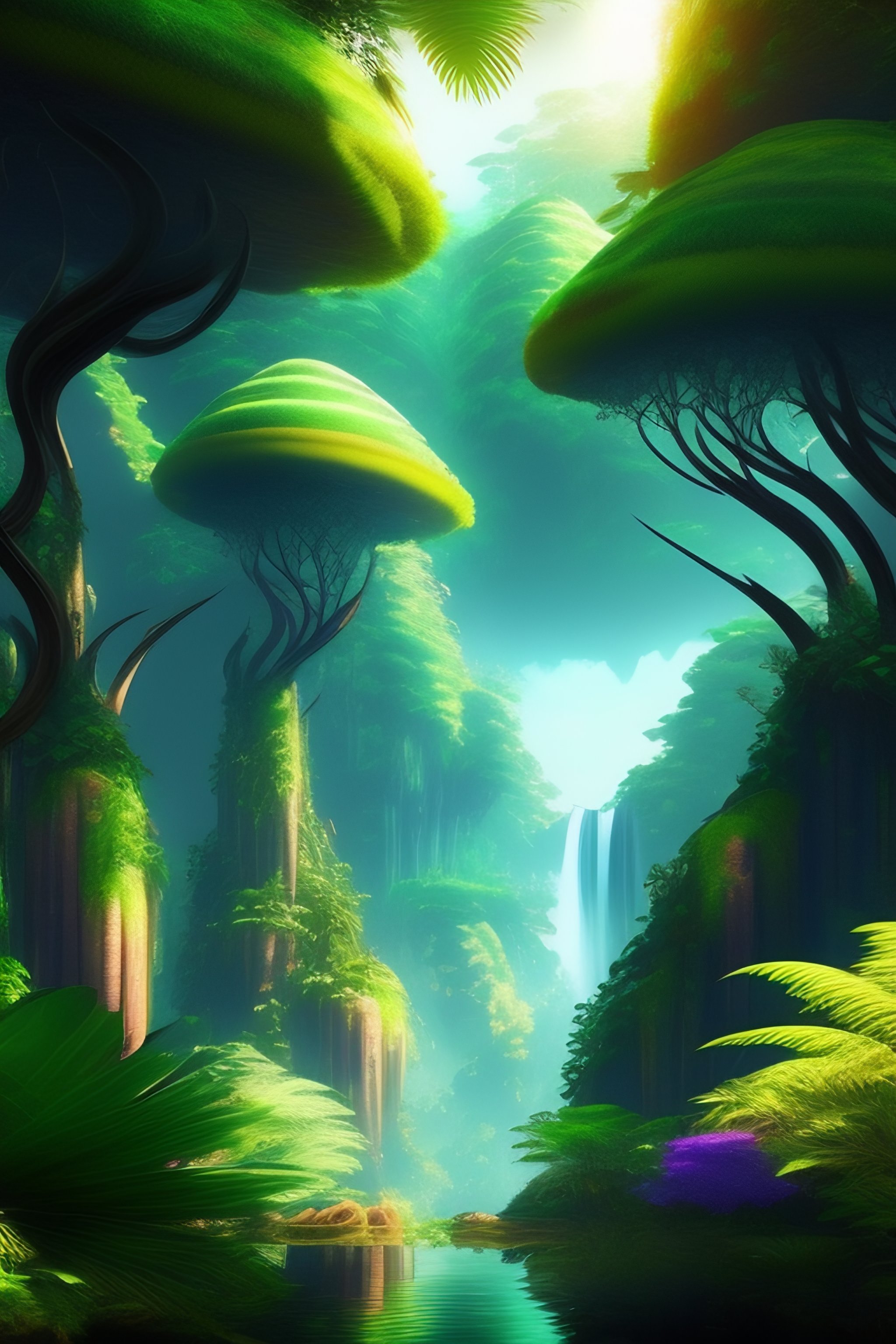 Lexica - Vibrant fantasy, photo-realistic, beautiful jungle, hyper ...