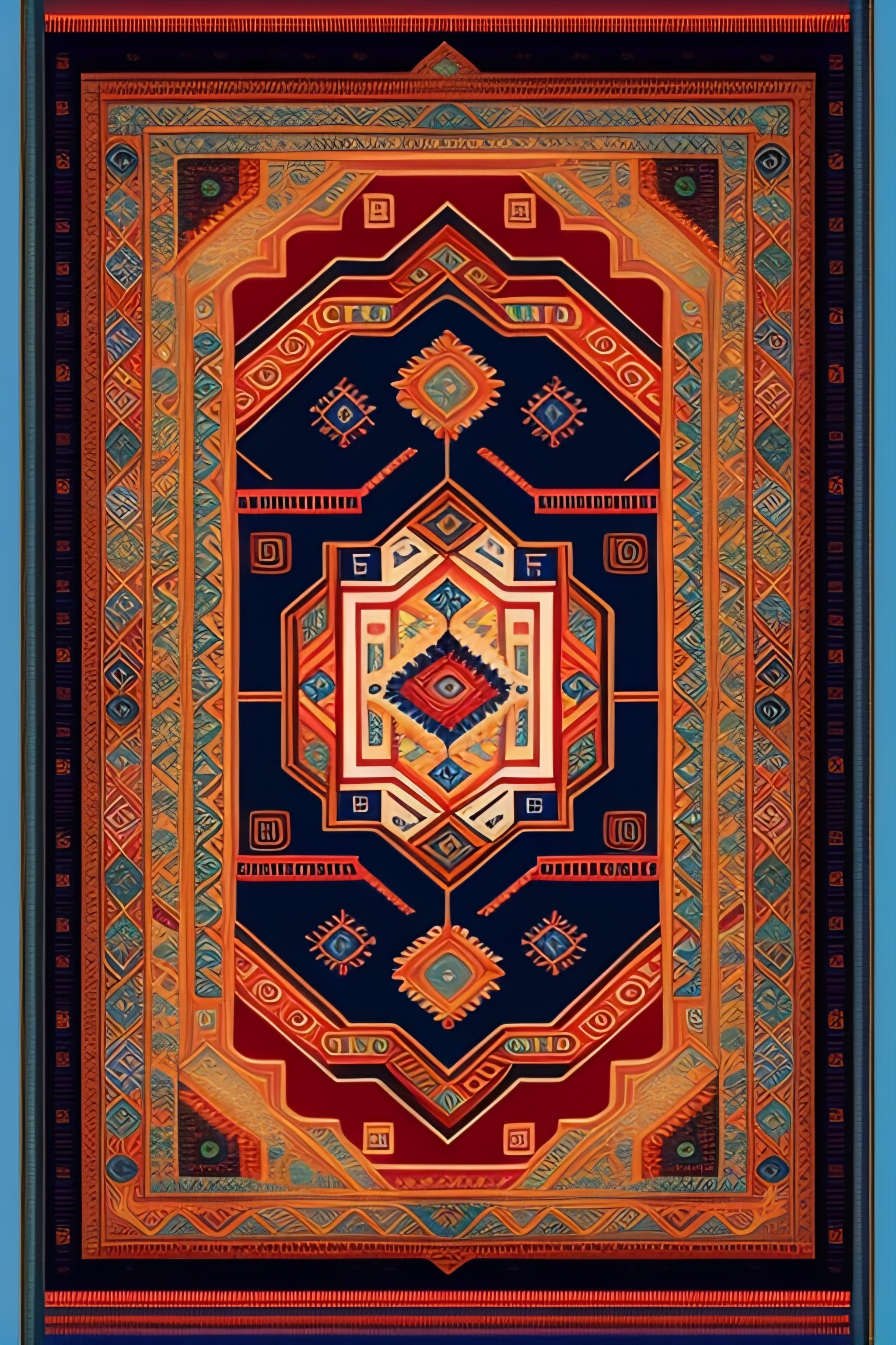 Lexica - Futuristic folkloric russian rug hand drawn