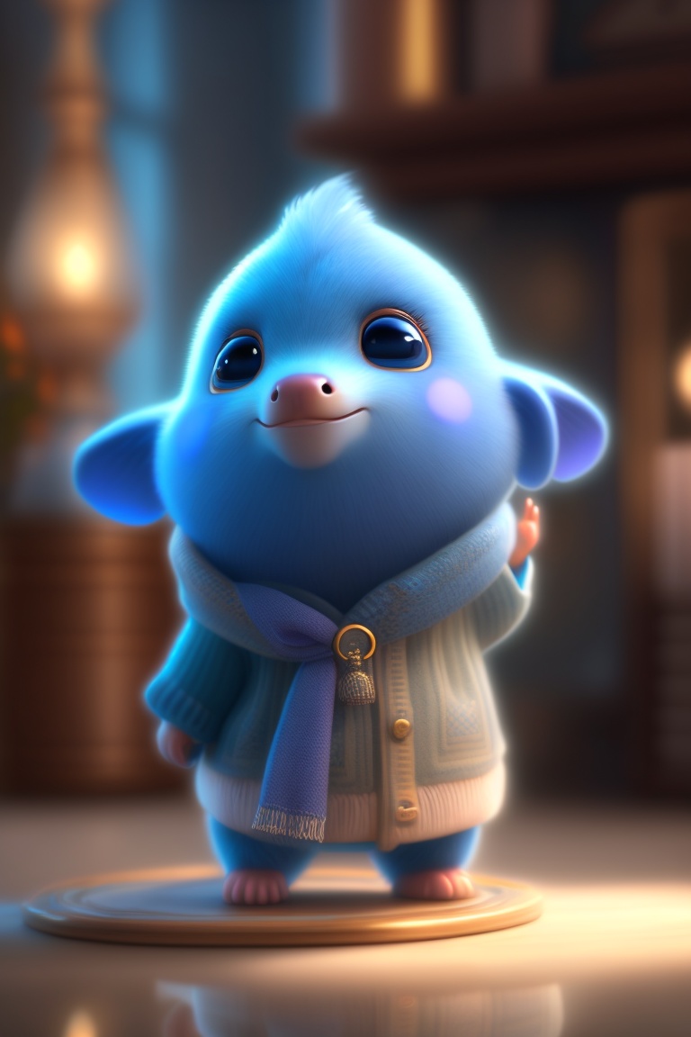 Lexica - Cute small blue dote waving hello unreal engine, cozy indoor ...
