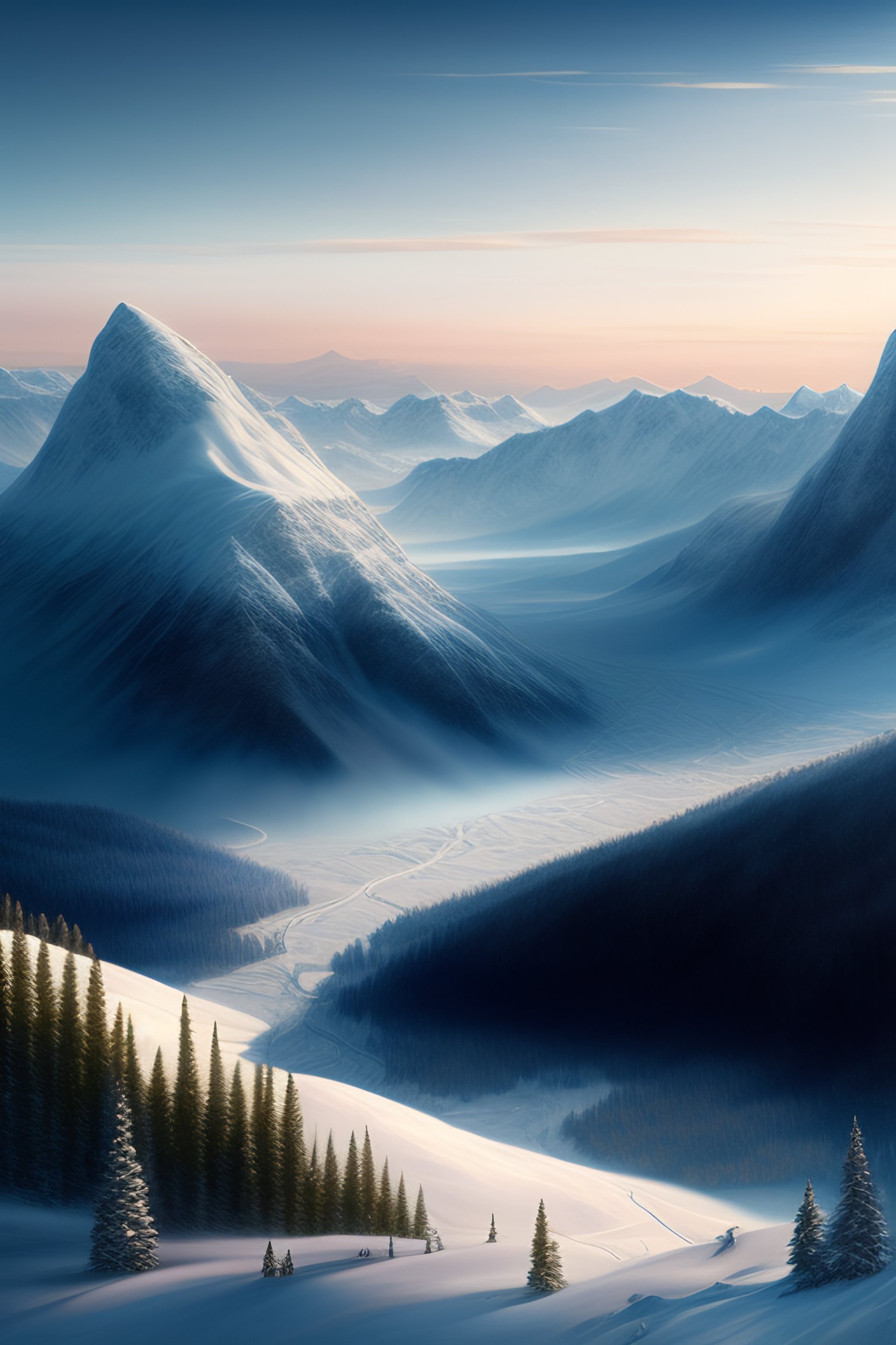 Lexica - Snowy mountain landscape high detail hyperrealism