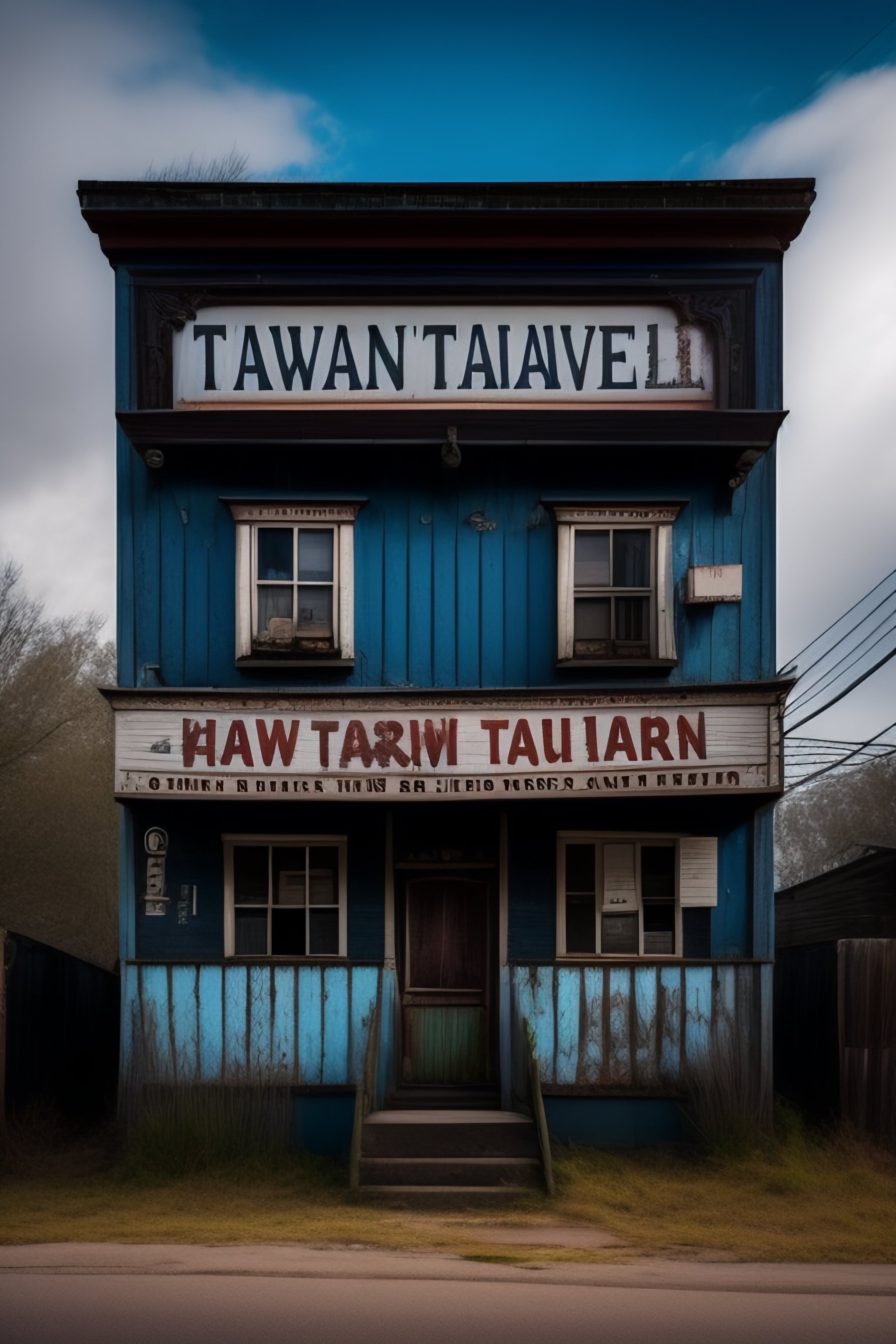 Lexica - A creepy, run-down building with a sign that reads "The ...