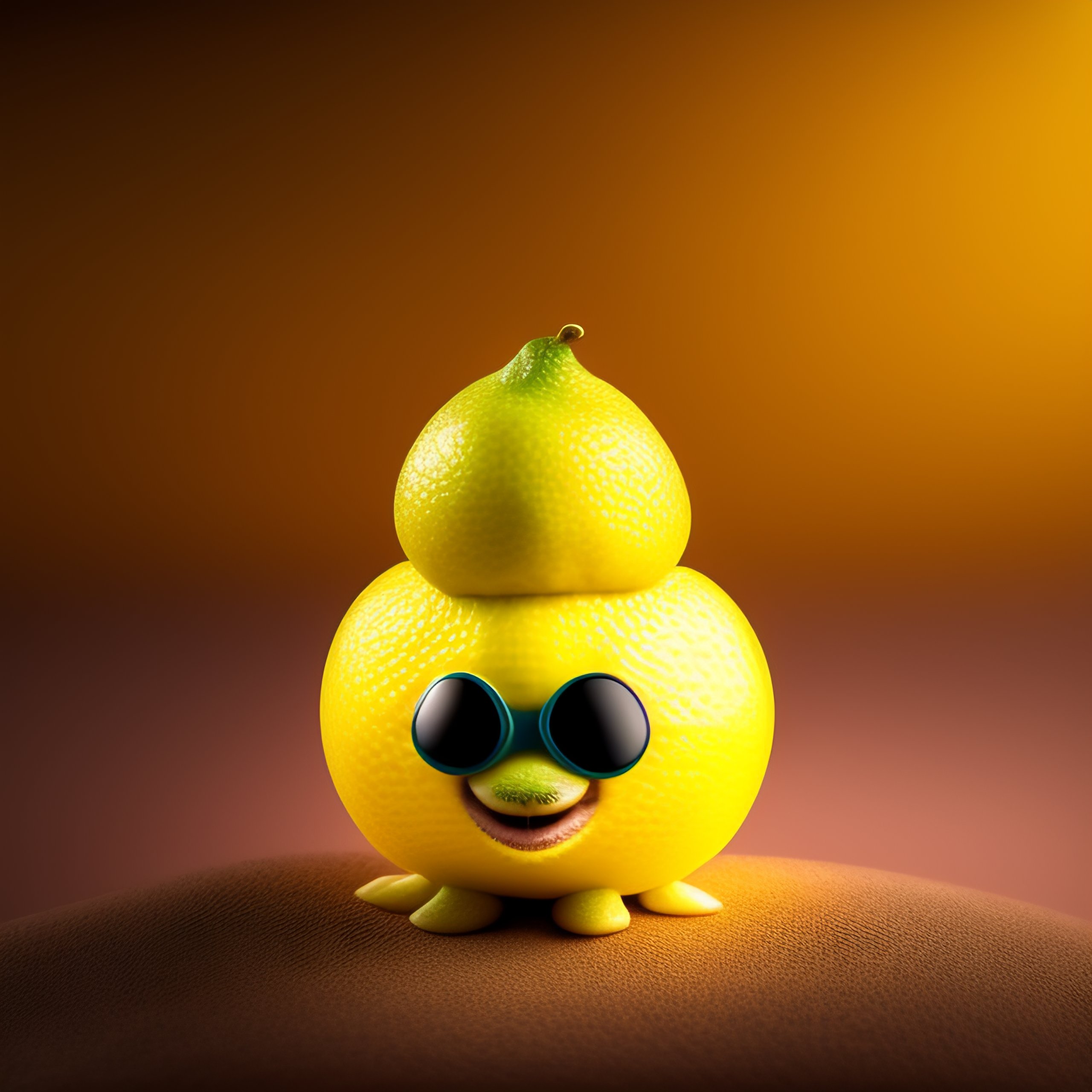 Lexica - A cute lemon creature wearing sunglasses. depth of field ...