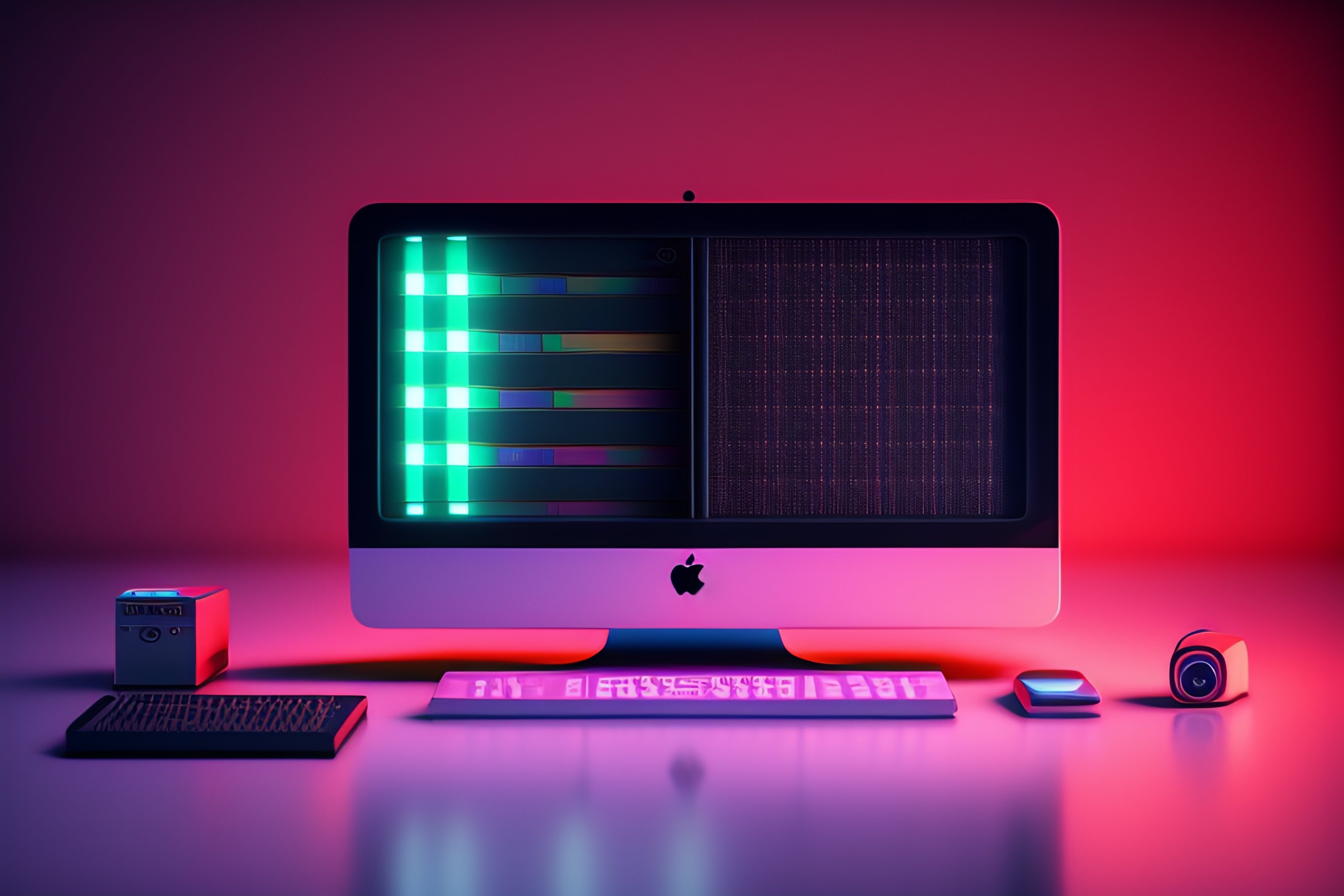 Lexica - 3d pixel retro tiny cute electronics render of an imac screen ...