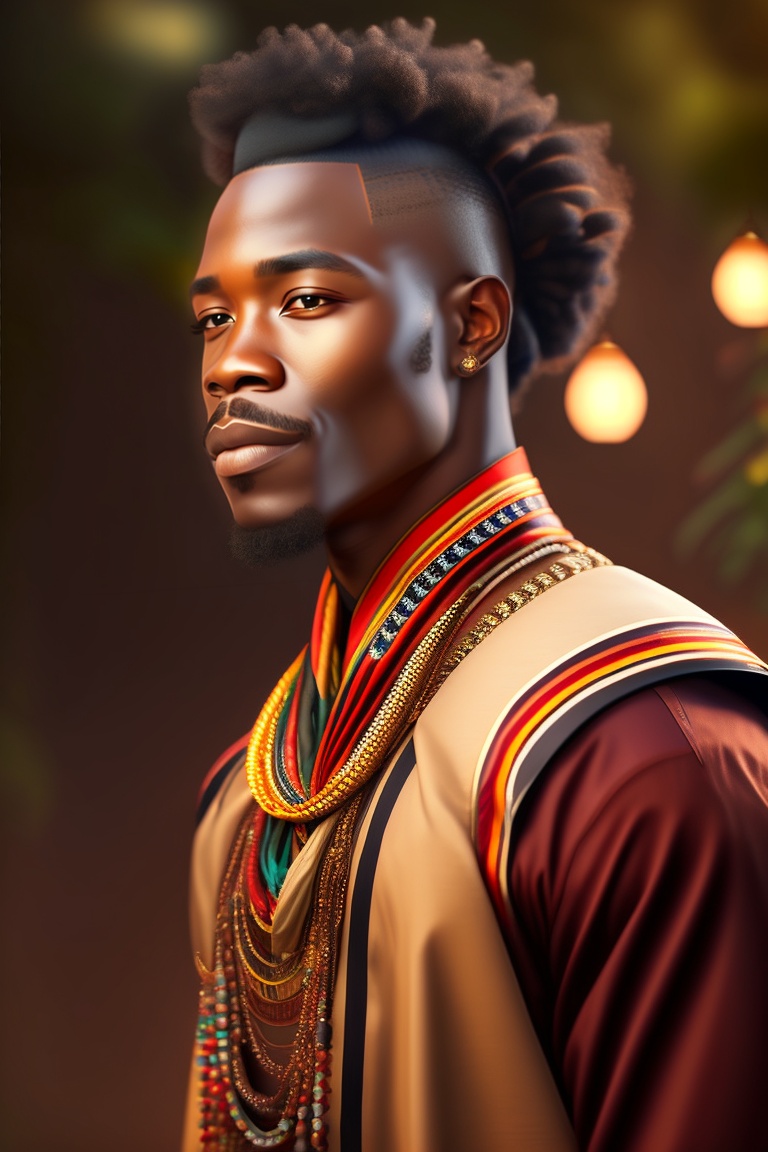 Lexica - African Man in Native Dress, Evening Lighting