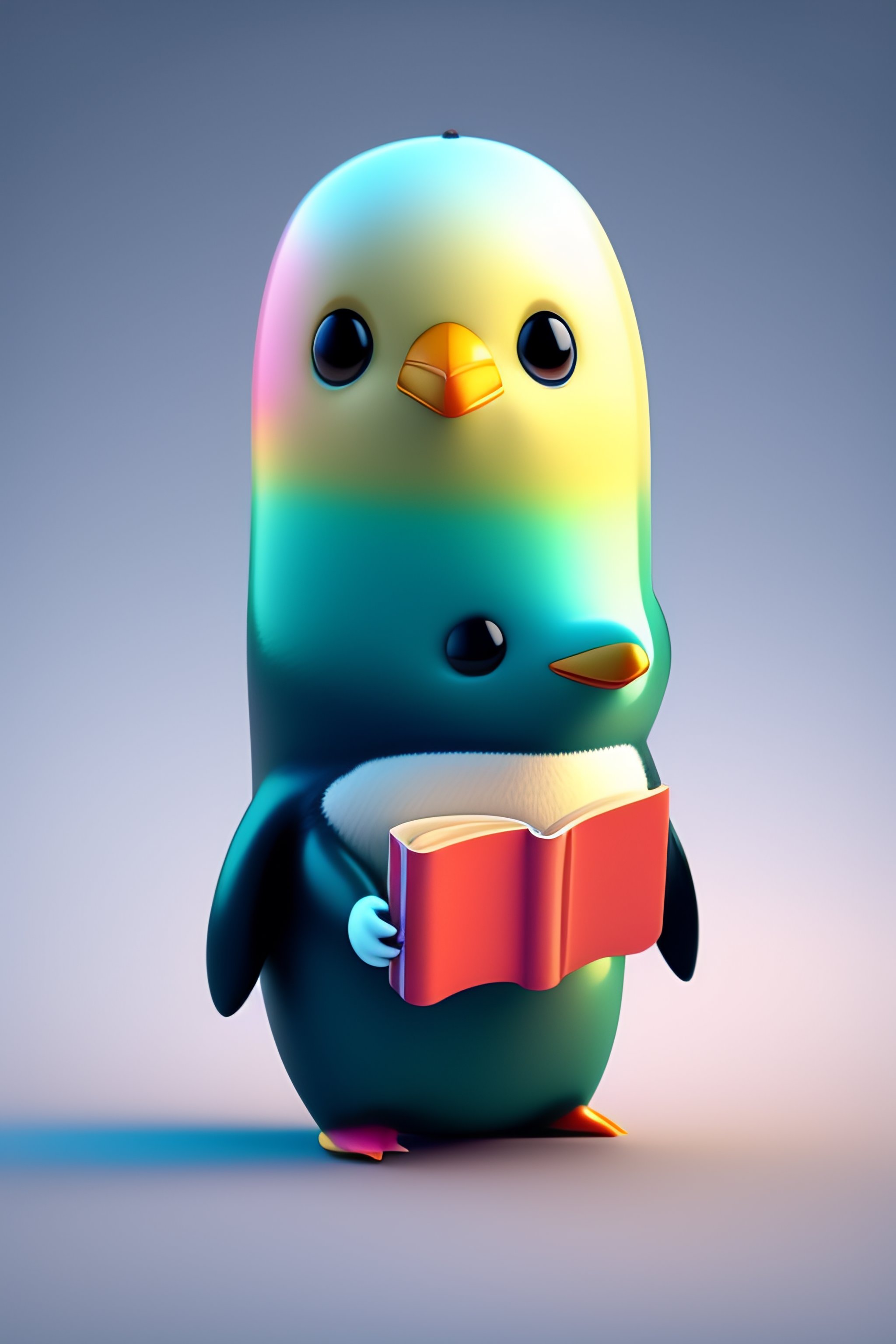 Lexica - Tiny cute penguin toy, reading a book, standing character ...
