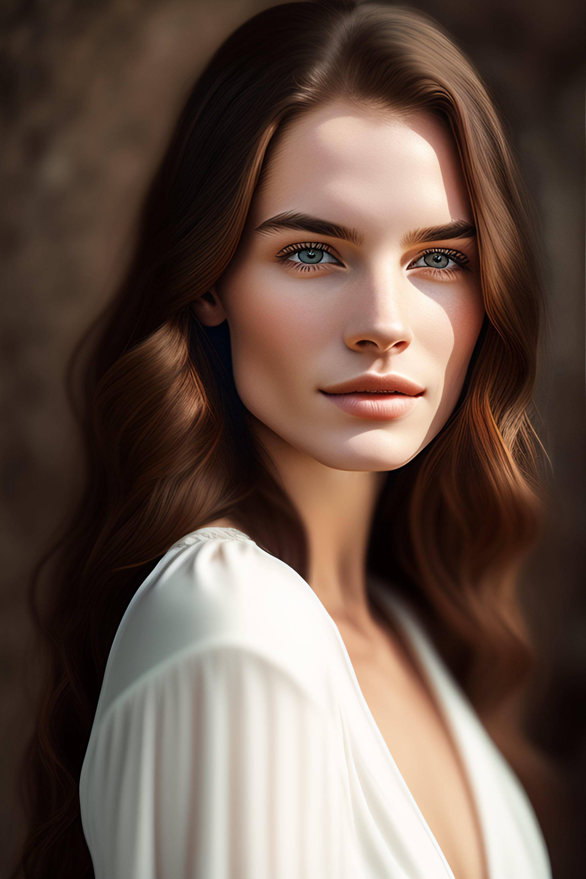 Lexica - Beautiful natural white skin woman, brown hair, brown eyes ...