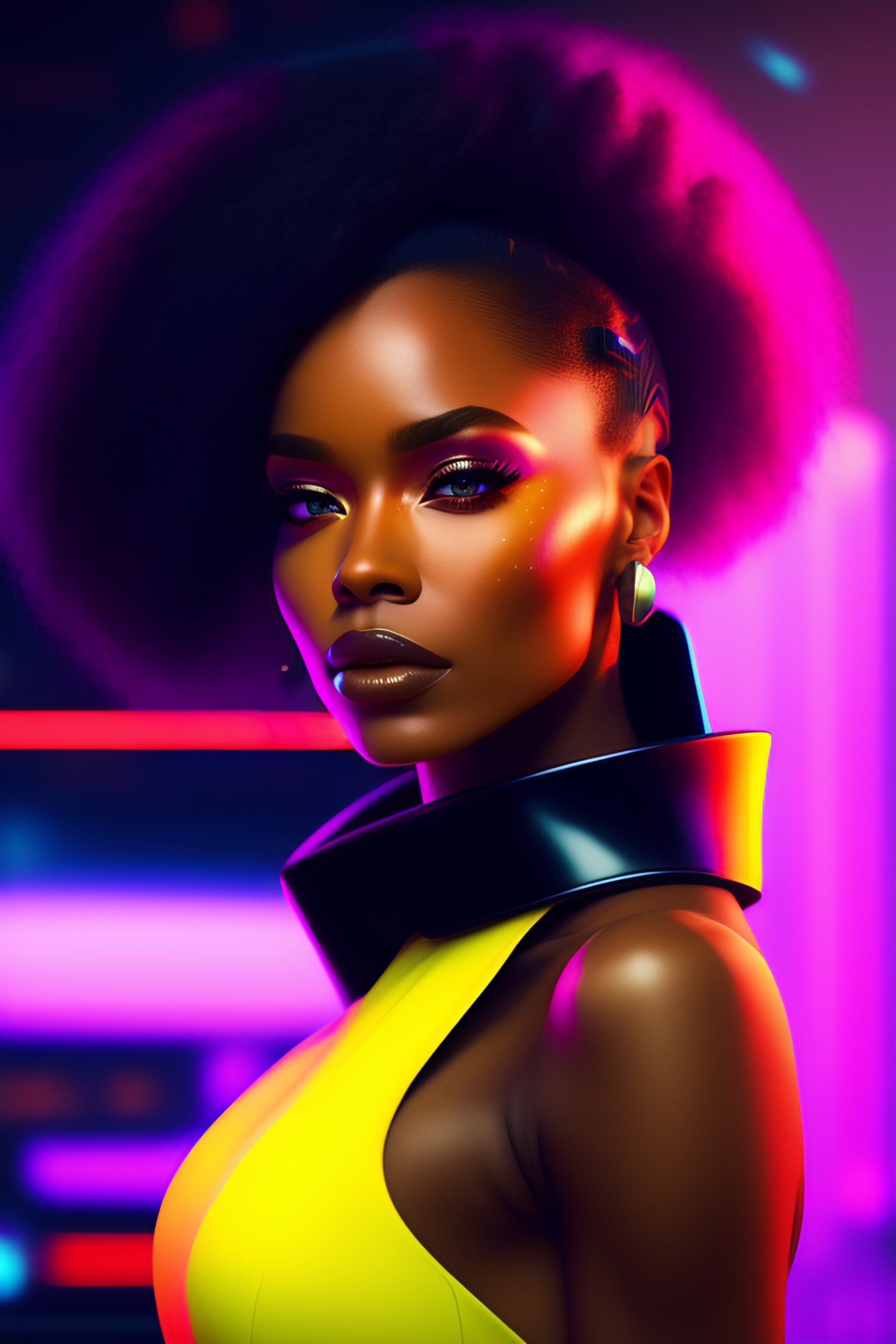 Lexica - Cuberpunk. retro futurism. neon dress. Sci-fi. future. Black ...