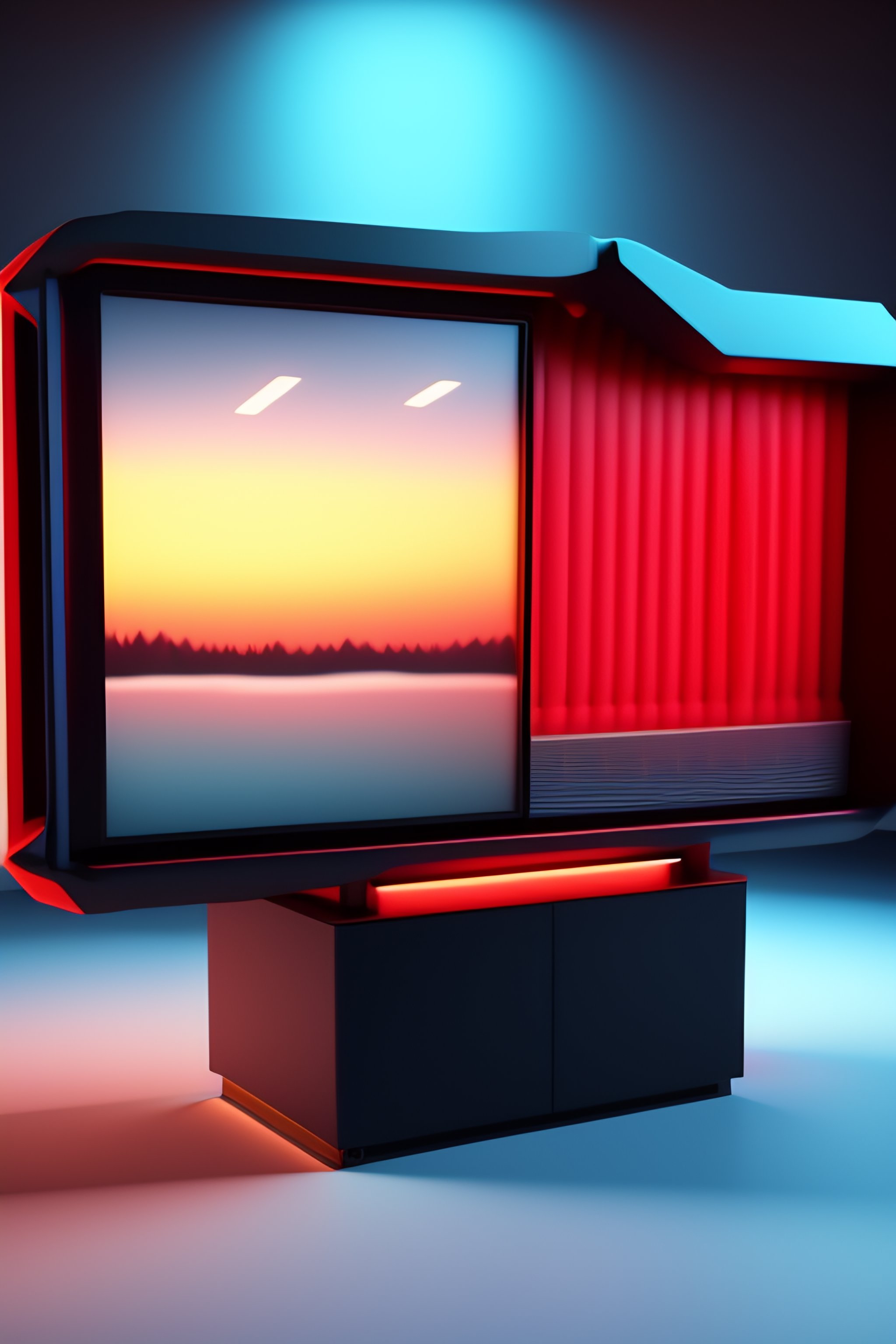 Lexica - A low poly 3d model of a television news studio with a ...