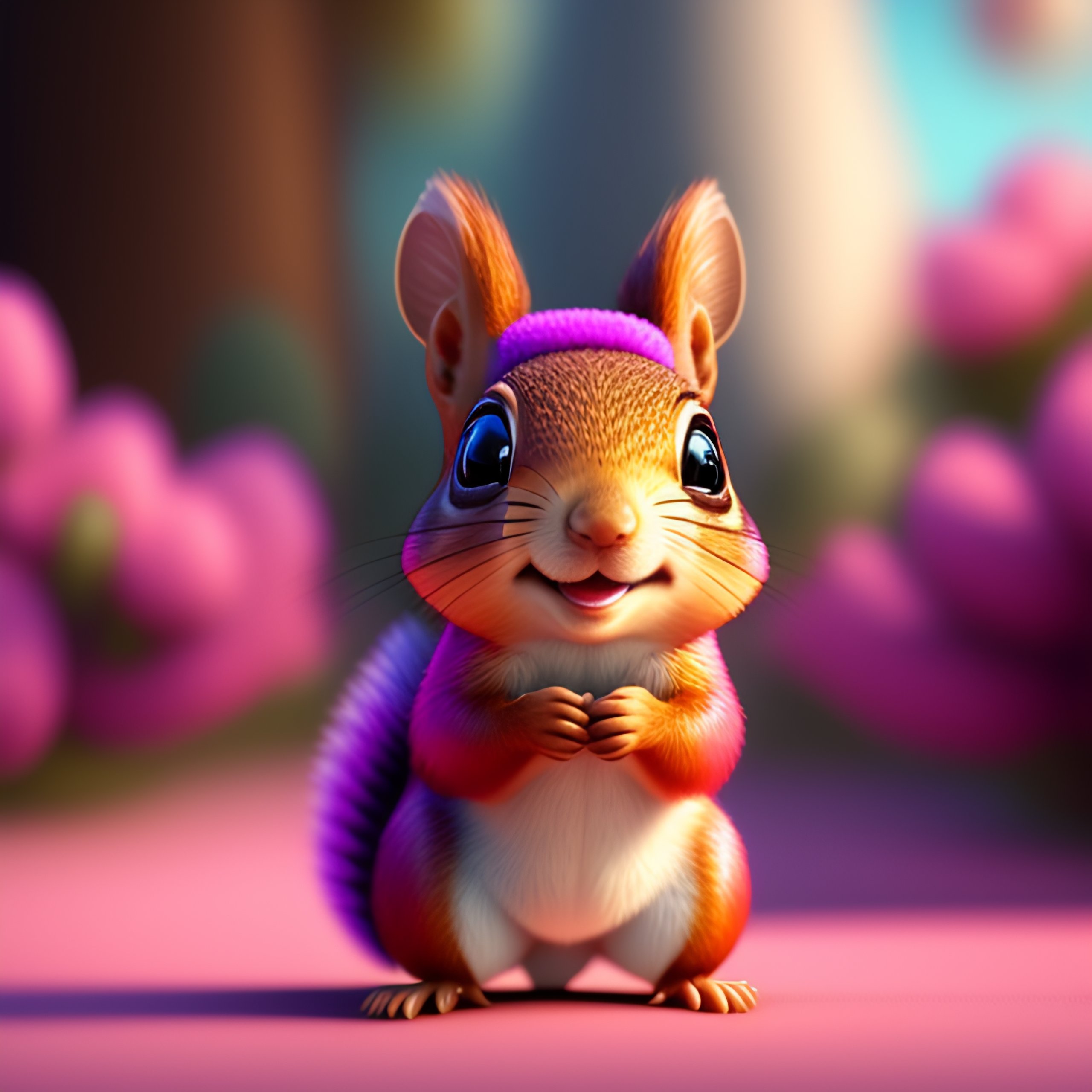 Lexica - Pixar style, super happy smiling cute standing baby squirrel ...