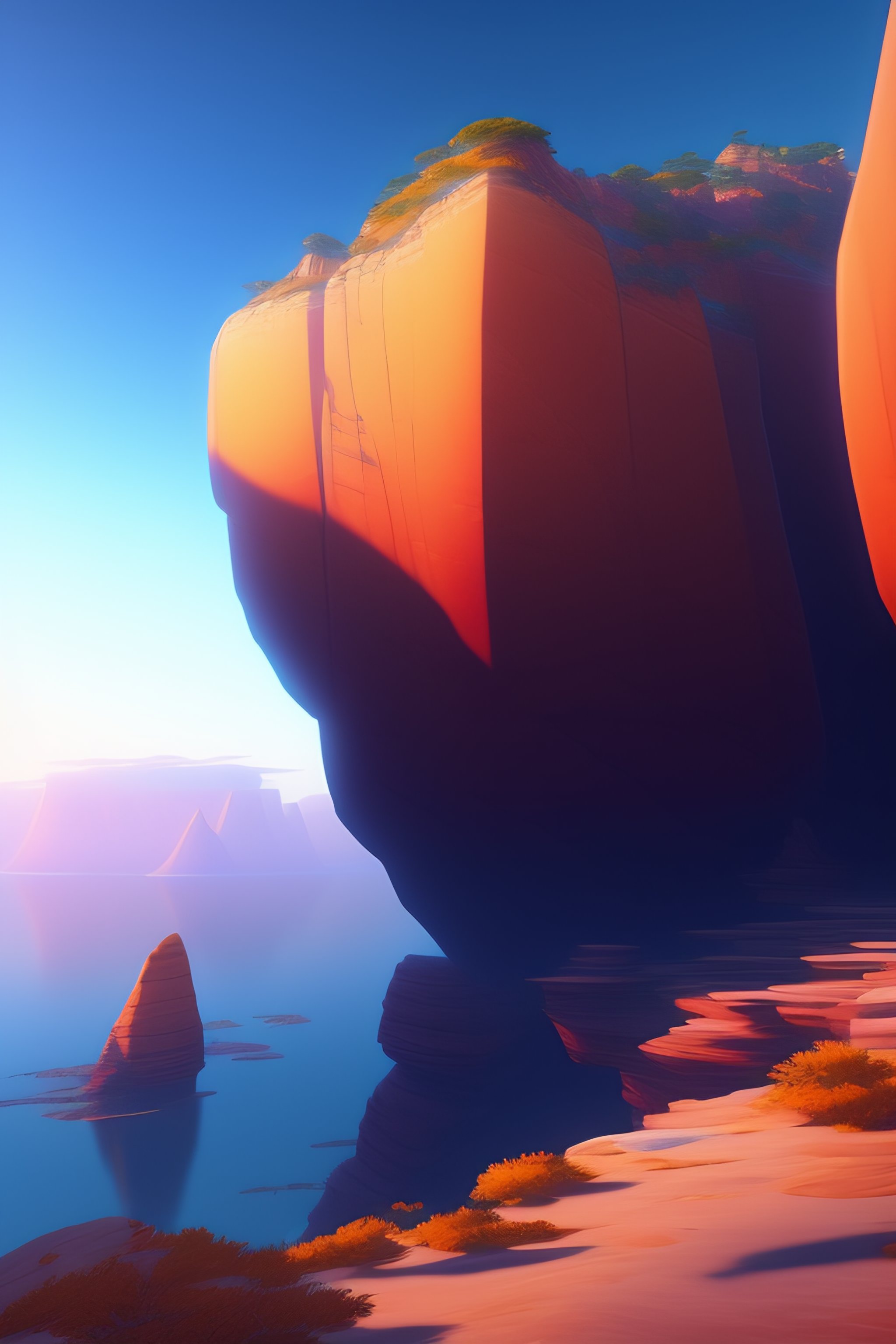 Lexica - A rock, cliff by mokoto shinkai,breathtaking, beautiful ...