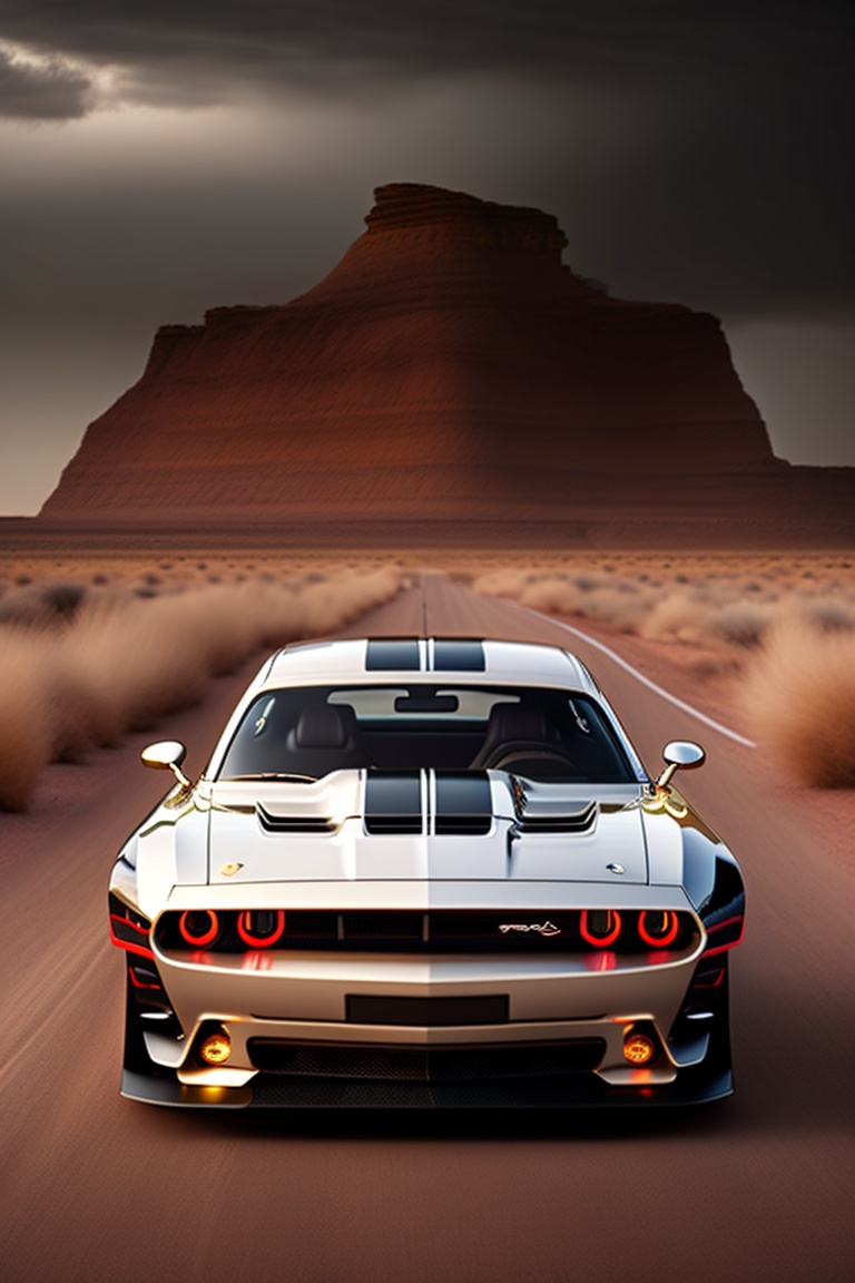 Lexica - Panda dodge Challenger car, black and white, the car like ...