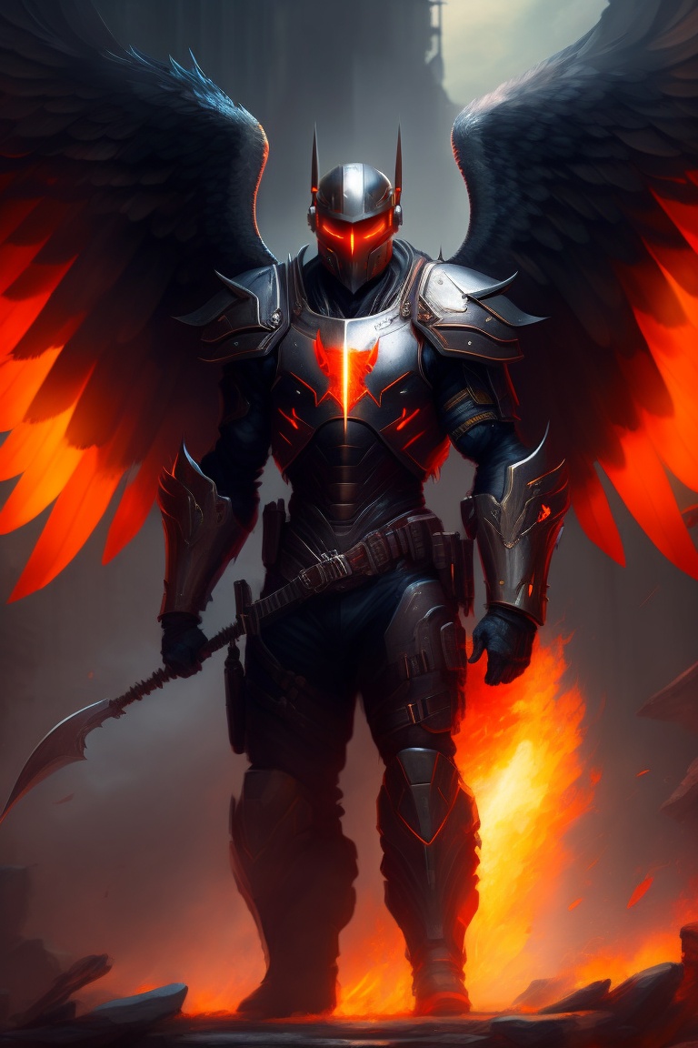Lexica - Death skull angel, army suit, wings big, bring weapons axe ...
