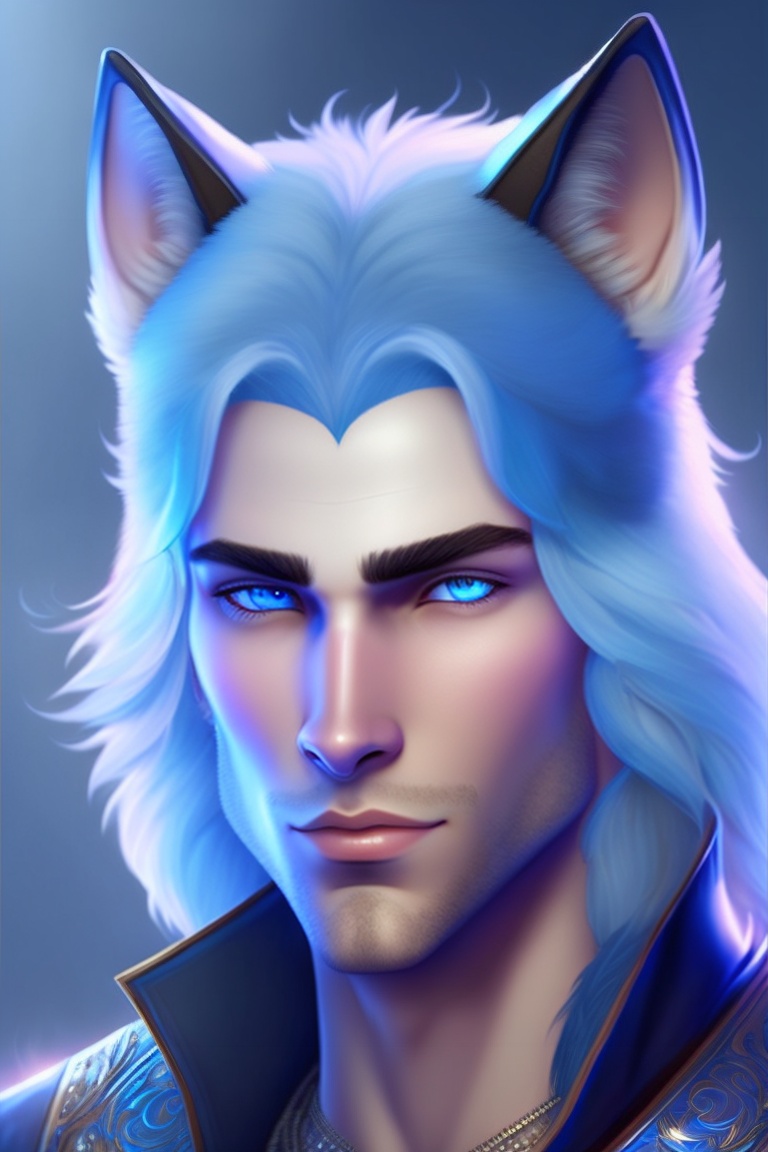 Lexica - The character, as a handsome blue-eyed Turkish wolf person ...