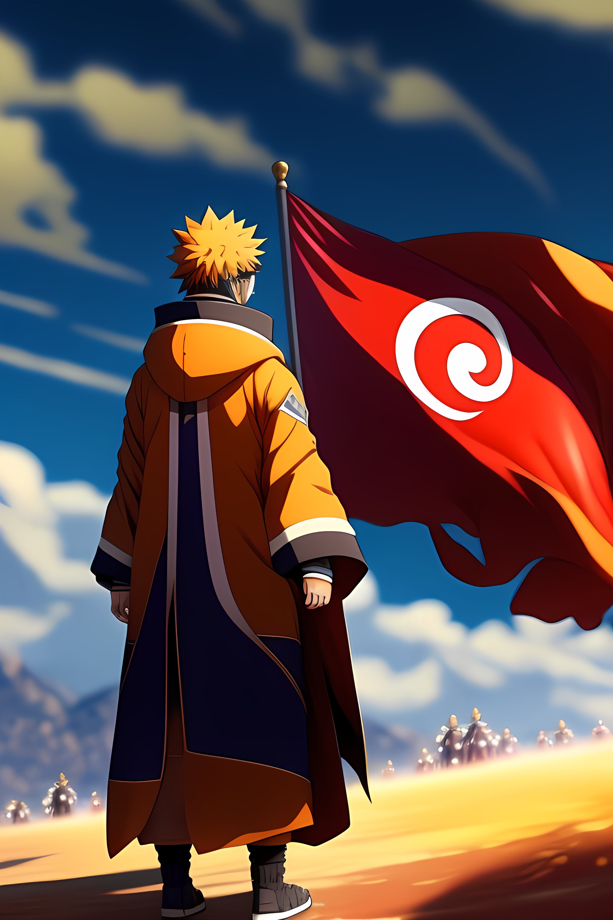 Lexica - Naruto standind still in the op of konoha with hokage coat ...