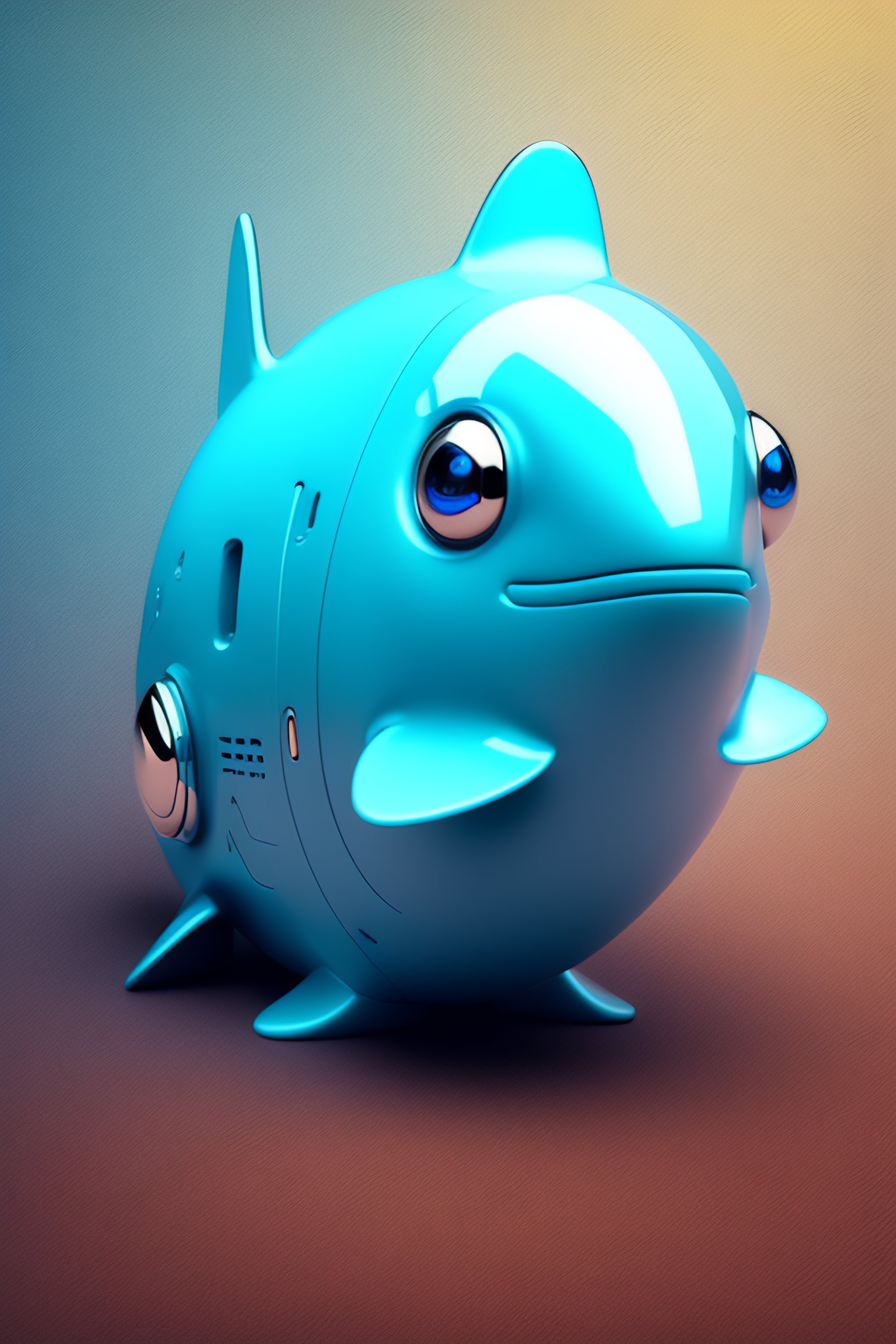 Lexica - Soft blue dolphin robot working on a smartphone