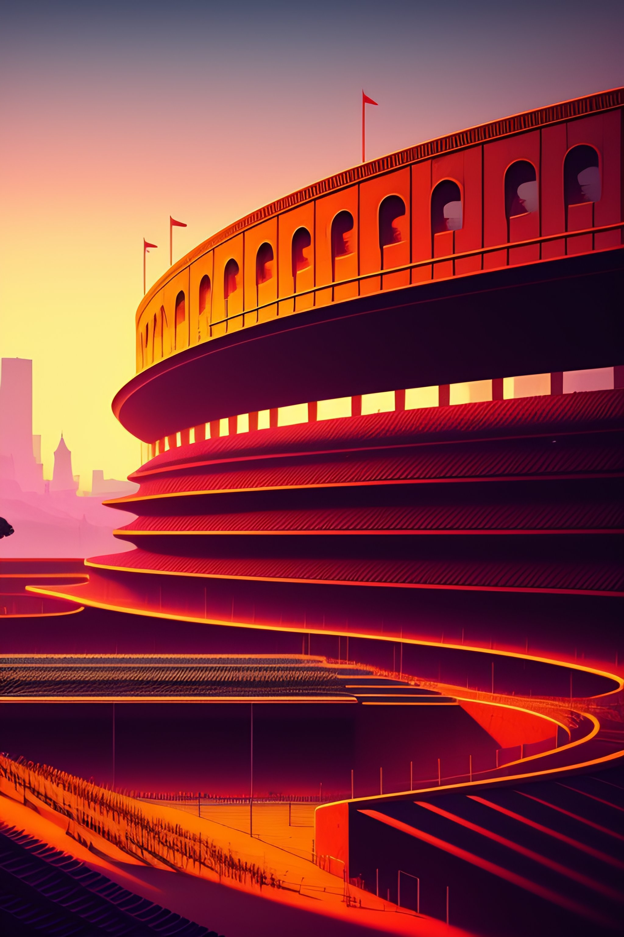 Lexica - Rome cyberpunk coliseum matte lo-fi illustration wood space ...