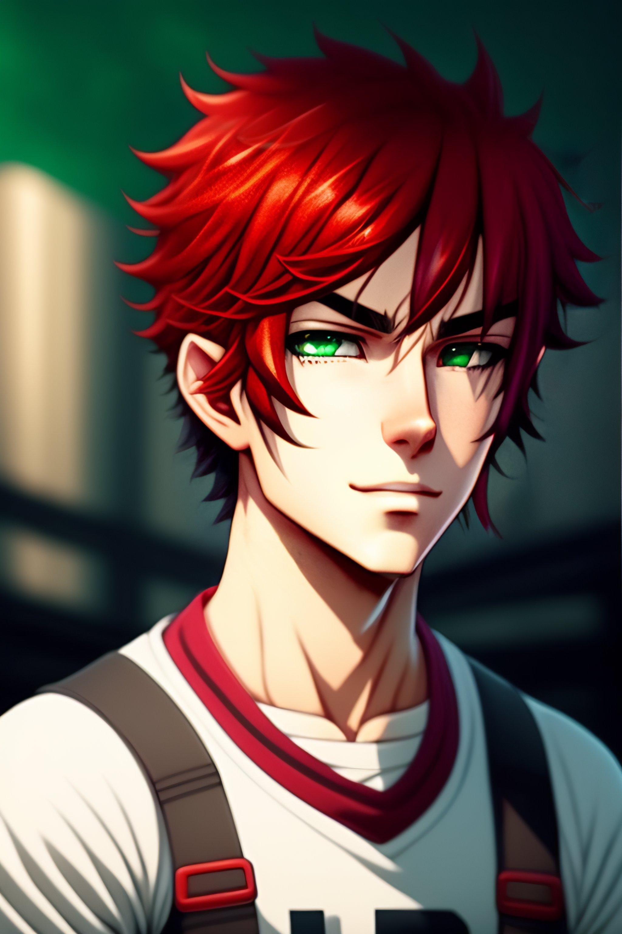 Lexica - Green eyes slightly reddish light white streaks in the hair ...