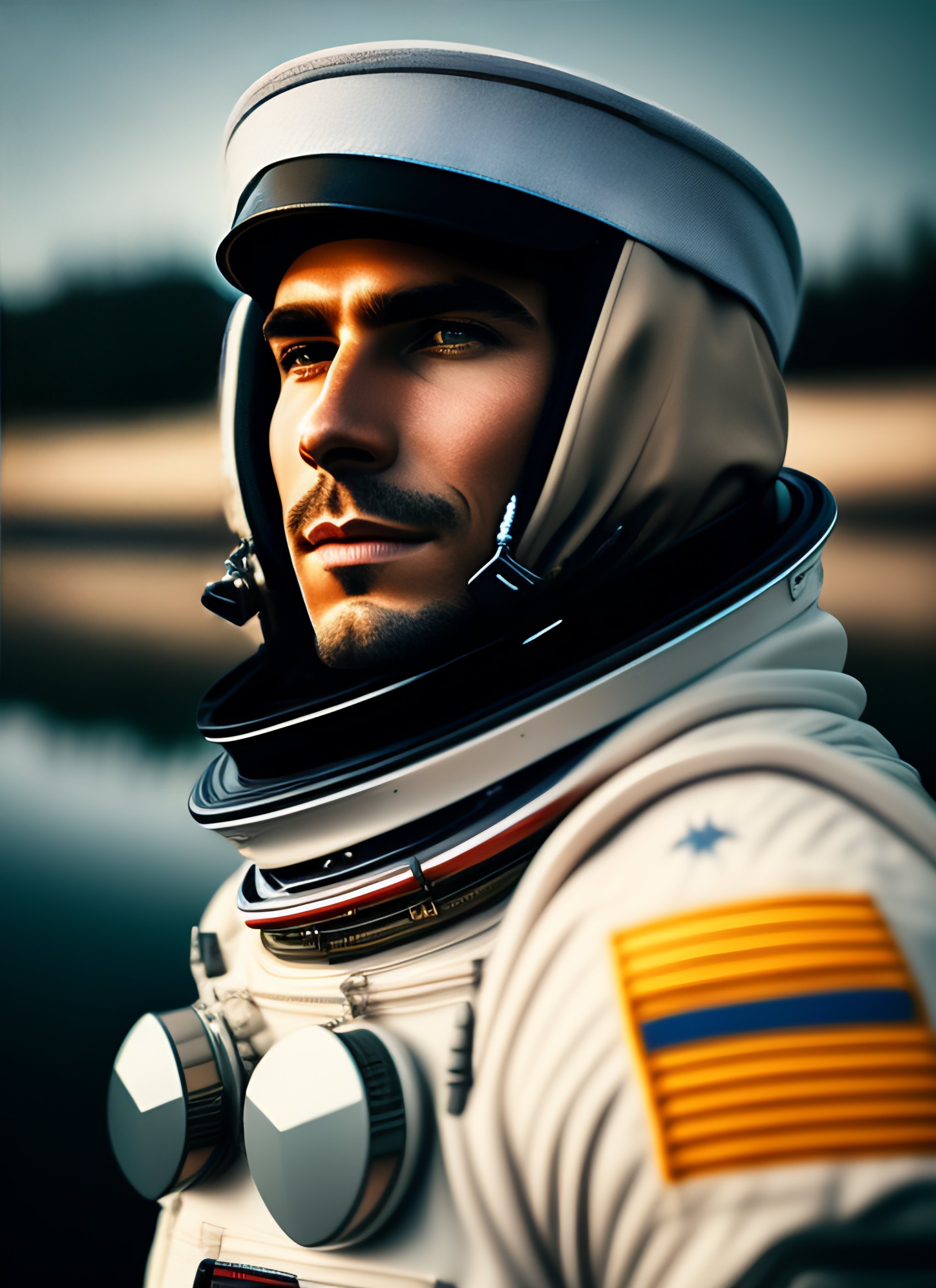 Lexica - Portrait of a man, astronaut suit, military beret, front ...