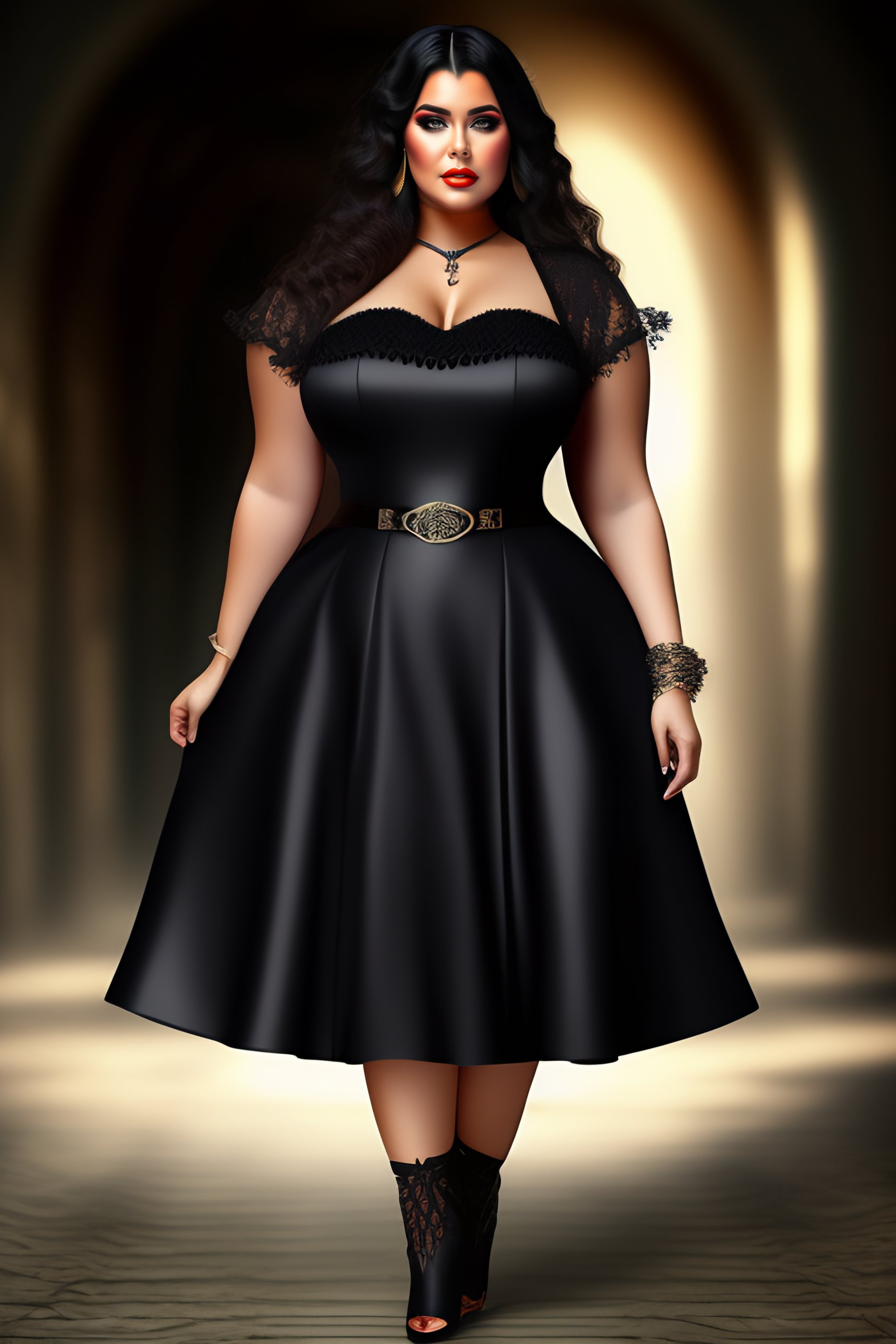 Lexica - Realistic gothic digital art women portrait plus size with ...