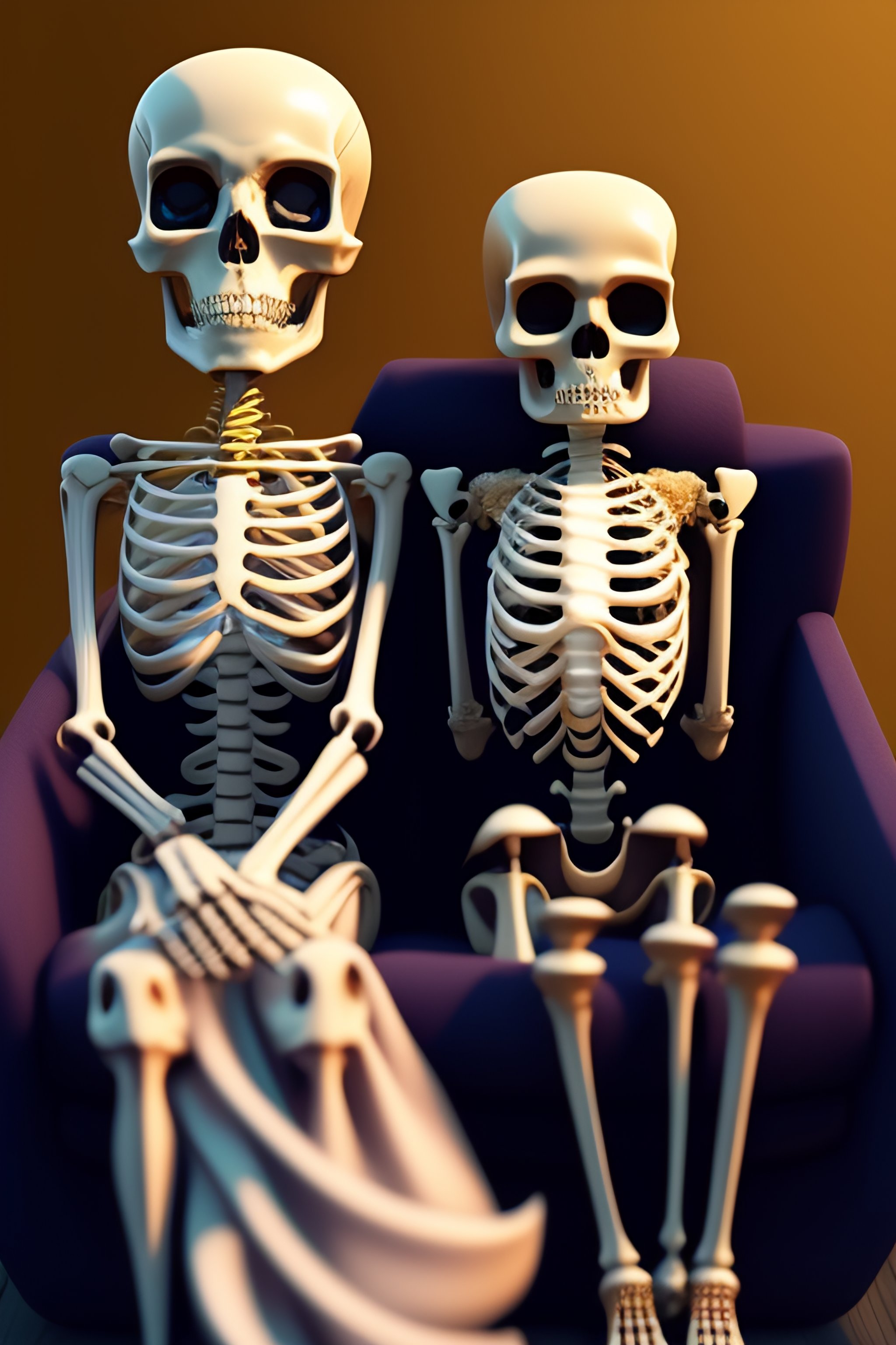 Lexica - A couple of skeletons anime sitting next to each other,