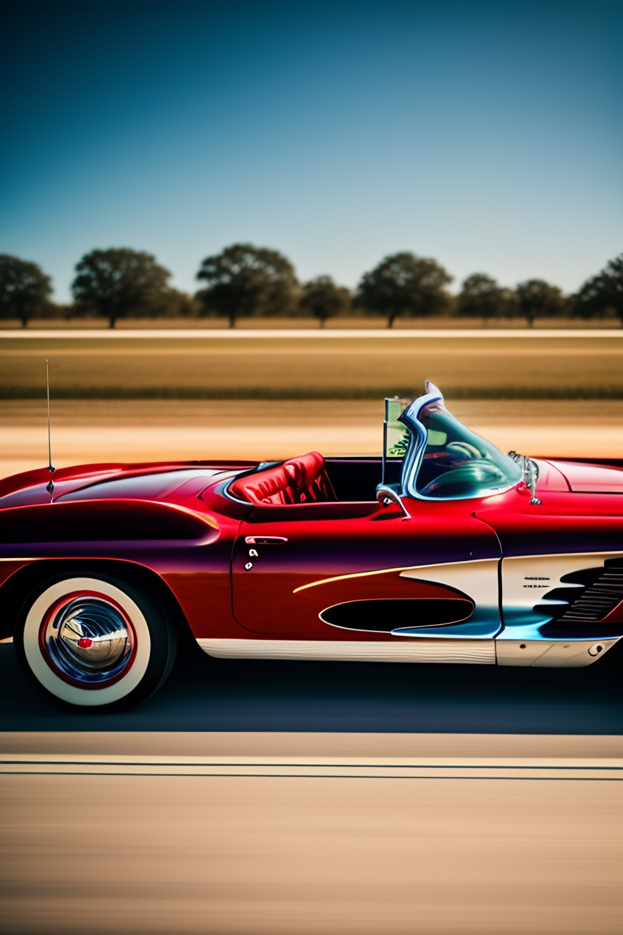 Lexica - Old bald black man with a grey beard, driving a red 1960 ...