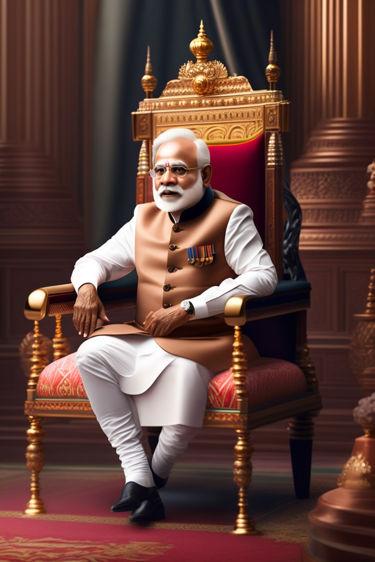 Lexica - Indian prime minister Narendra Modi sitting on throne, with ...