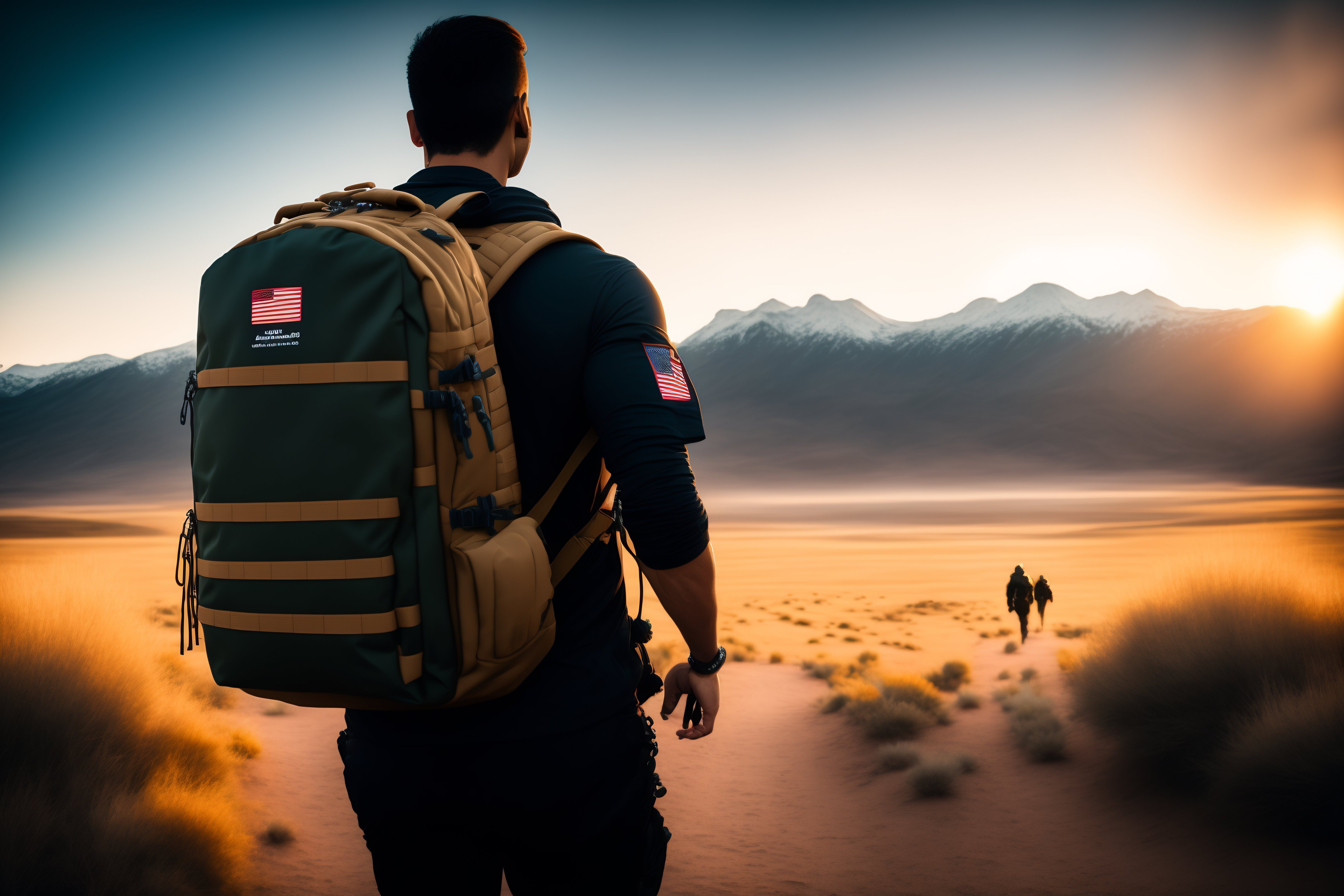 Lexica - Illustrate a person doing rucking with a weighted backpack ...