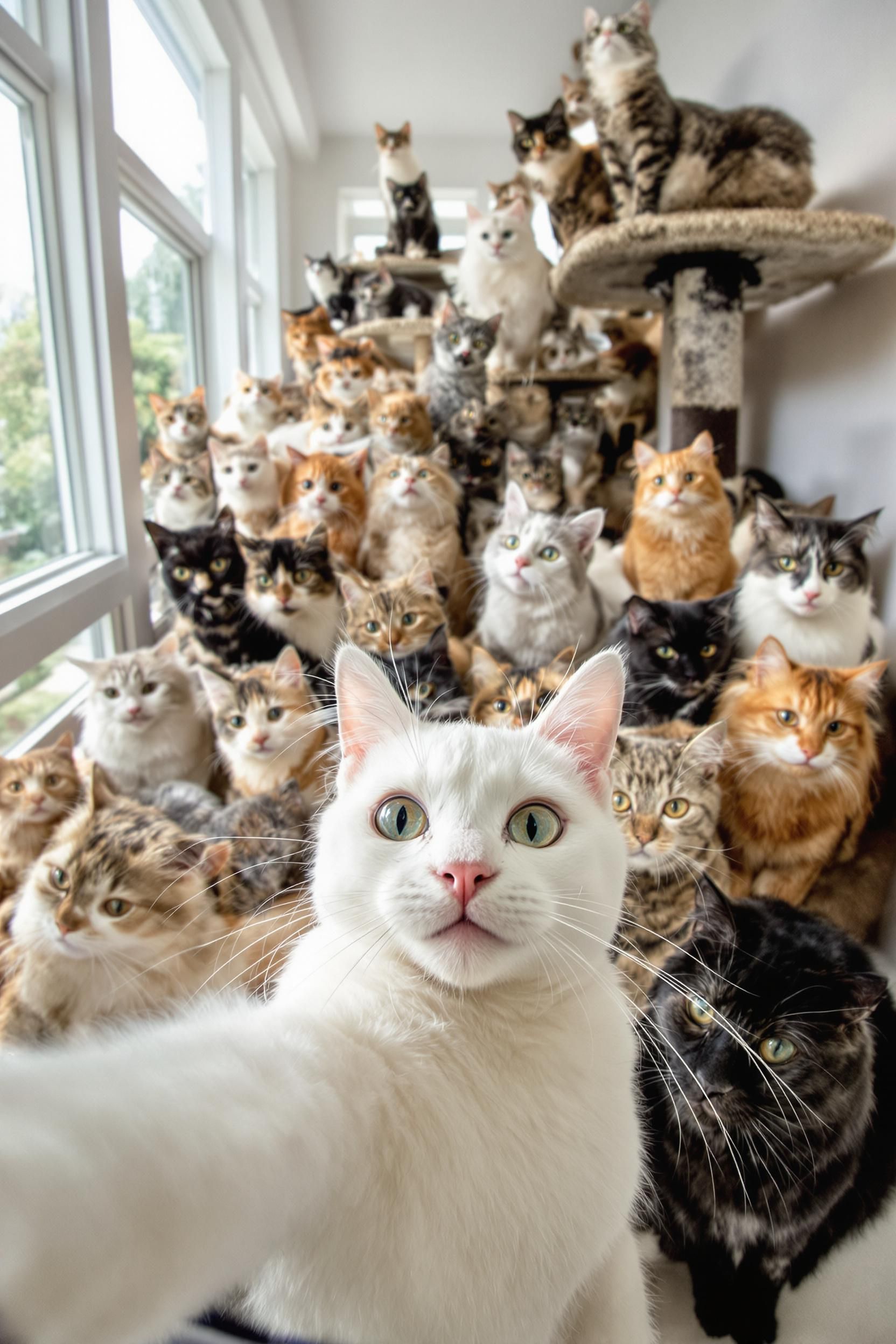 Lexica - A lot of cats take a selfie, photography very realist