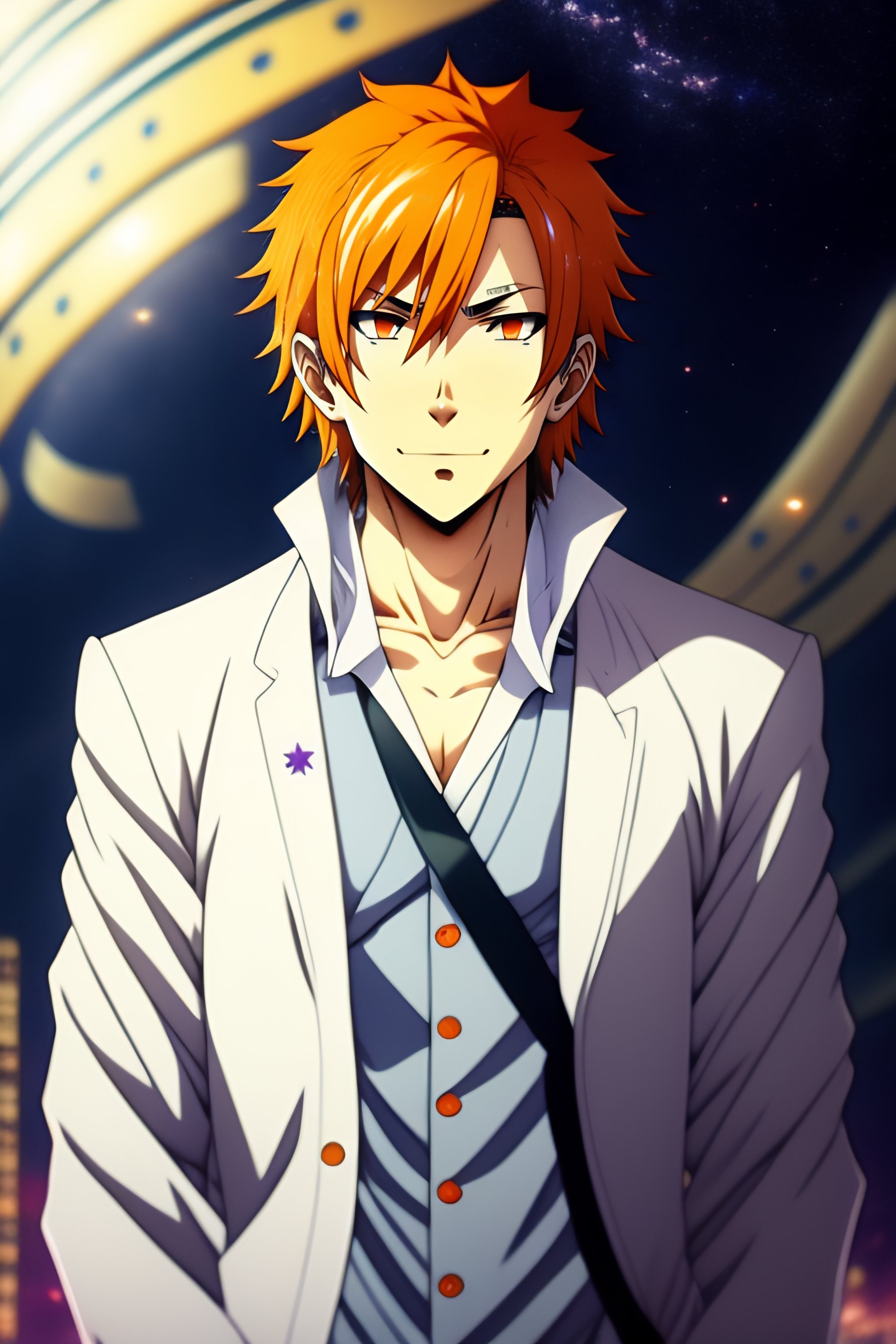 Lexica - Portrait, matsumoto from bleach, matsumoto, orange hair, magic ...