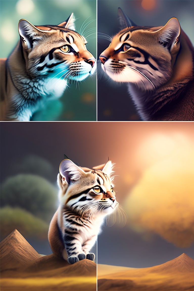 Lexica - Curiosity and Caution: Create a split-screen image of Whiskers ...