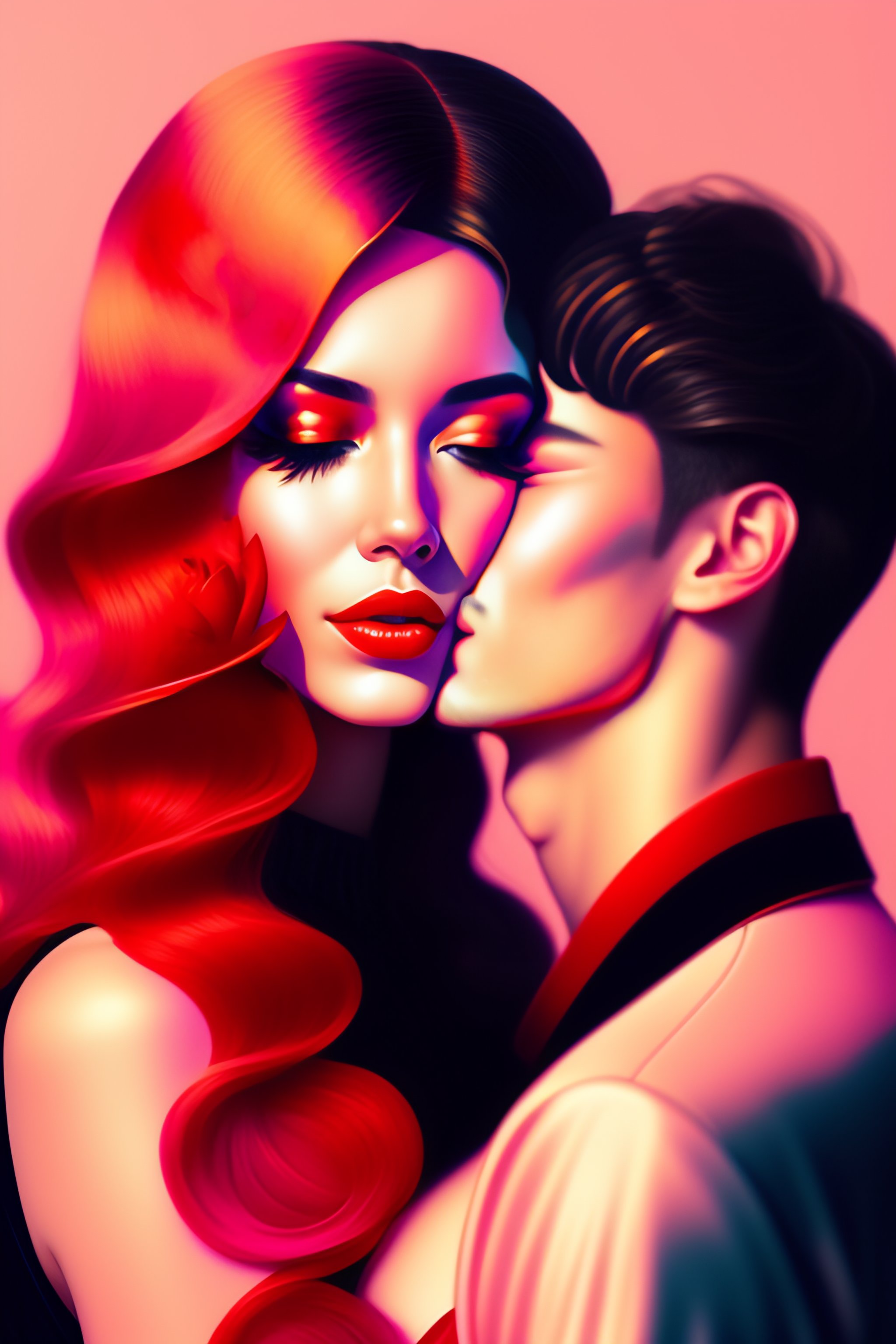 Lexica - Romance book cover, woman and man embraced tightly, red black ...