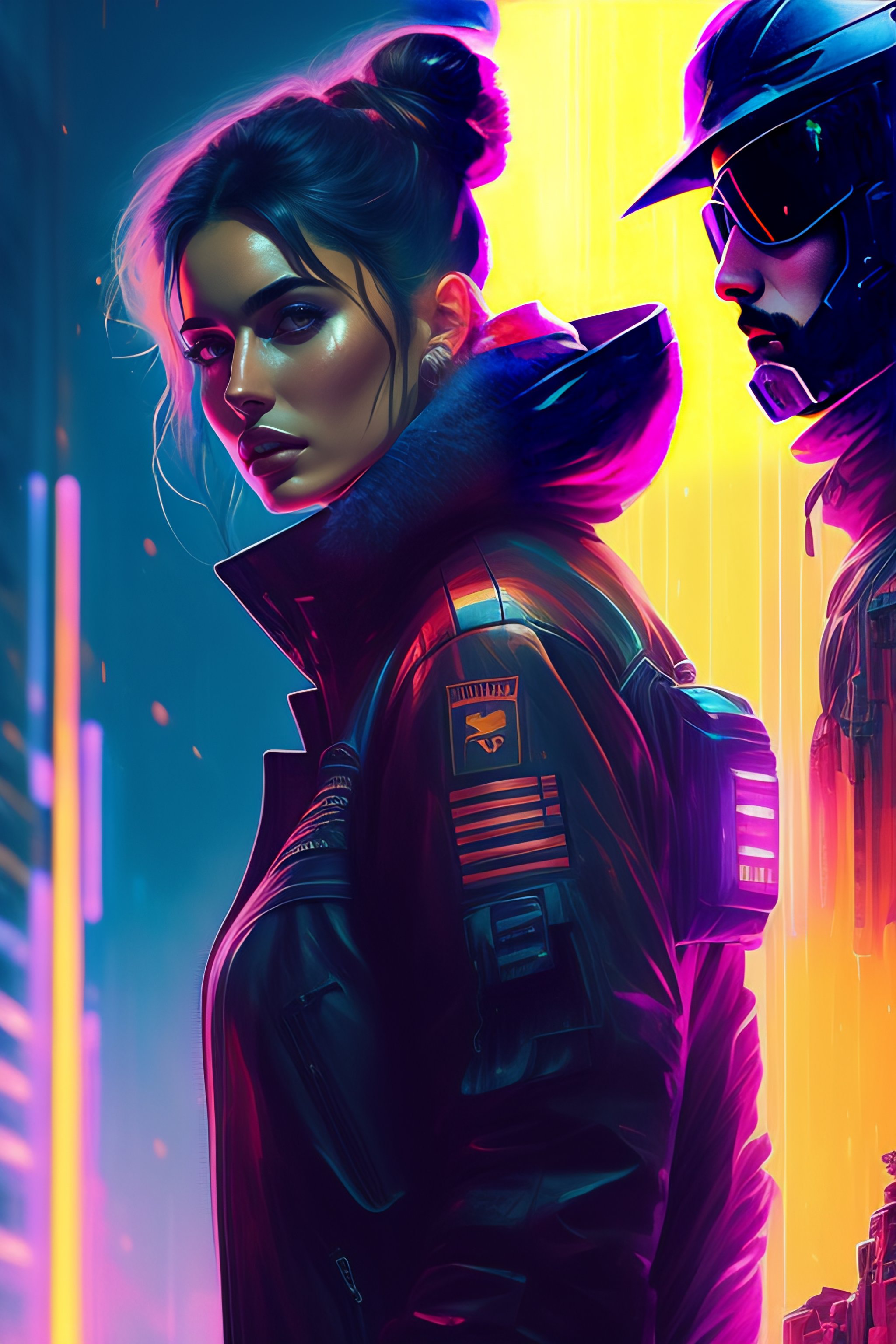 Lexica - Theo james and ana de armas, cyberpunk futuristic neon ...