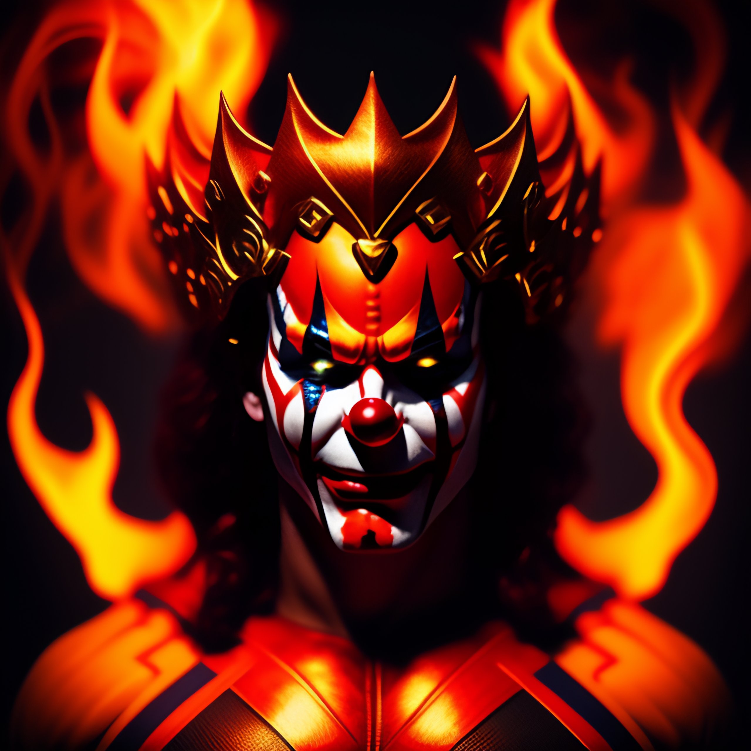Lexica - Marvel comic style, crown of flames, horror, clown, ambient ...