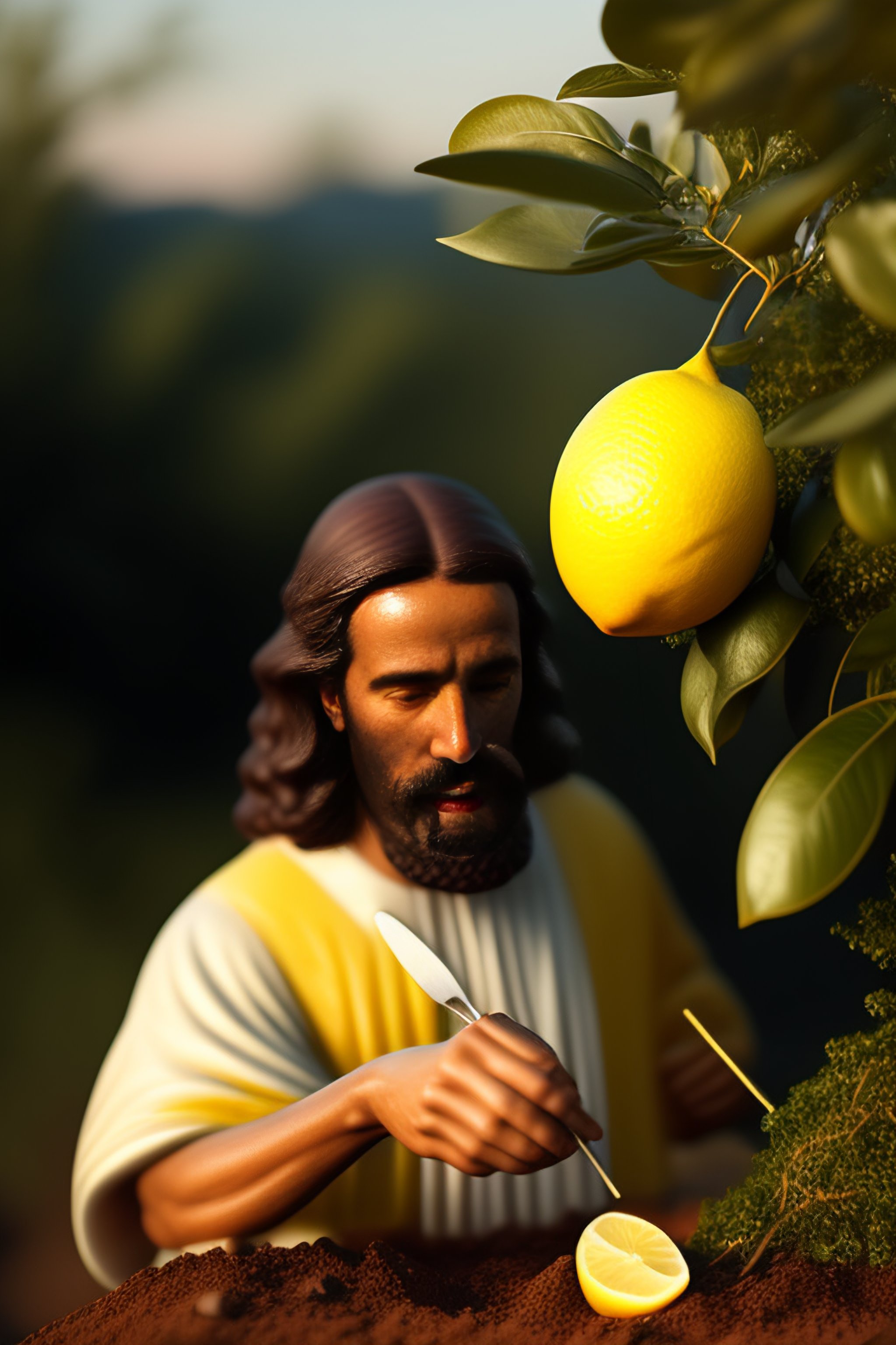 Lexica - Jesus christ creating a lemon tree
