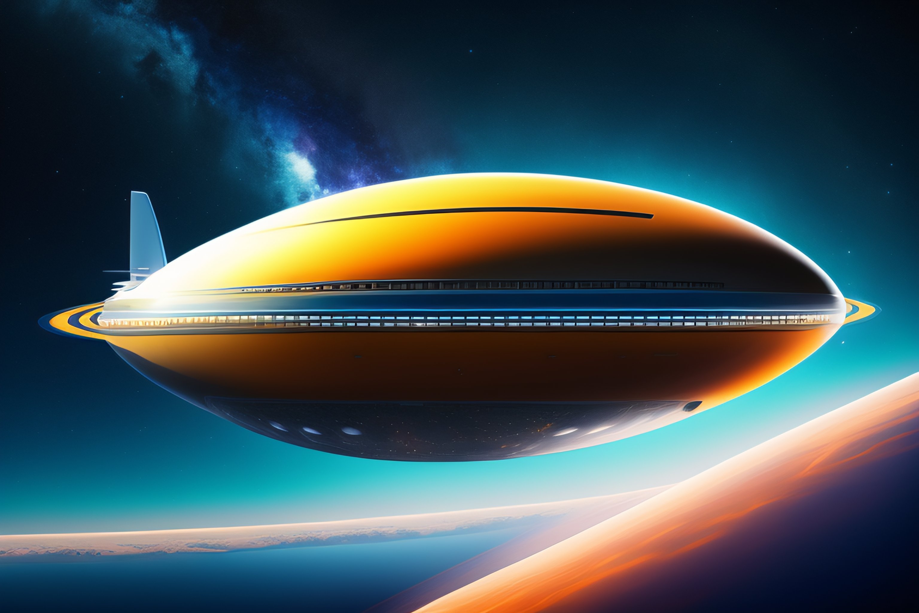 Lexica - Space ship floating in space , realistic