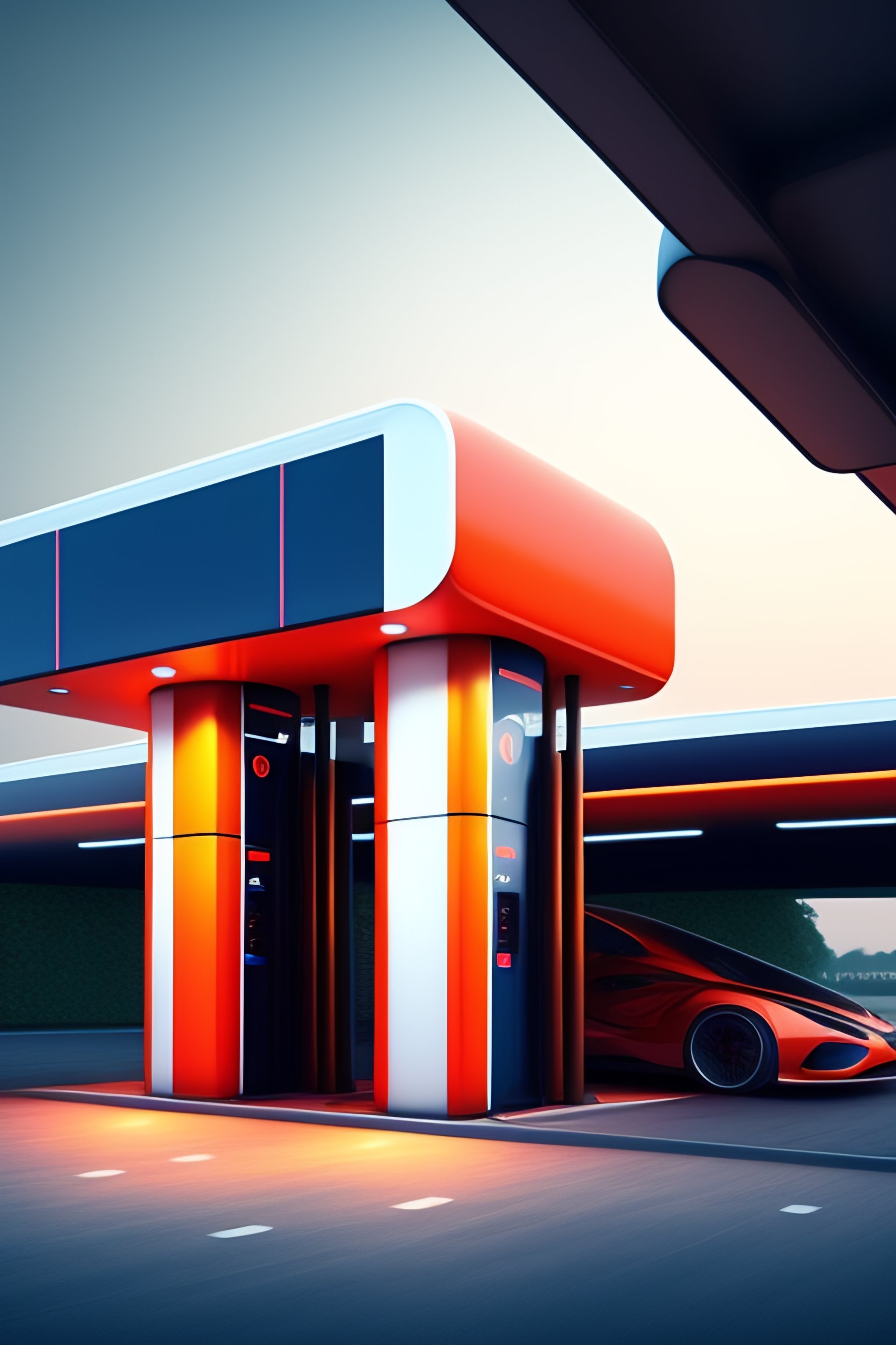 Lexica - Futuristic service station renewable low carbon fuels white ...
