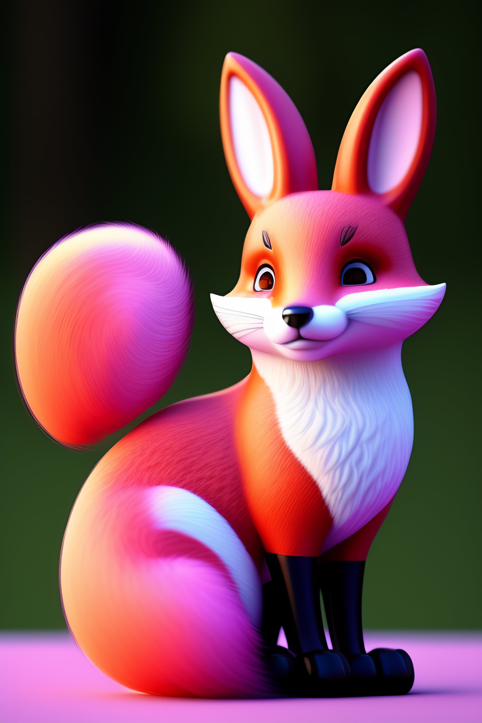 Lexica - Fox with a big tail and pink rabbit