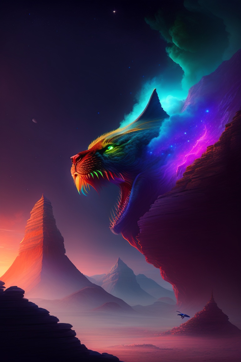 Lexica - Predatory monsters, various colors, steep cliffs, mars