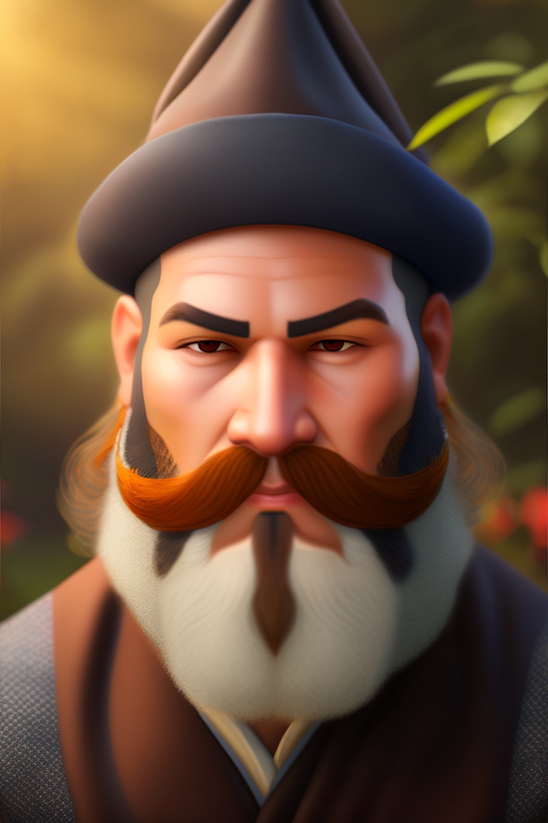 Lexica - Front face monk , beard moustache