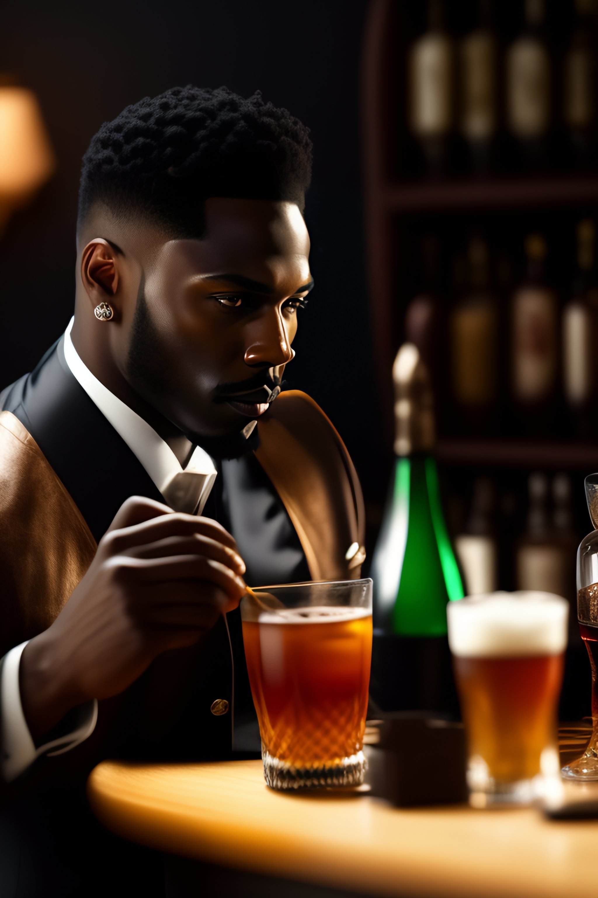 Lexica - Black bartender drinking with friens