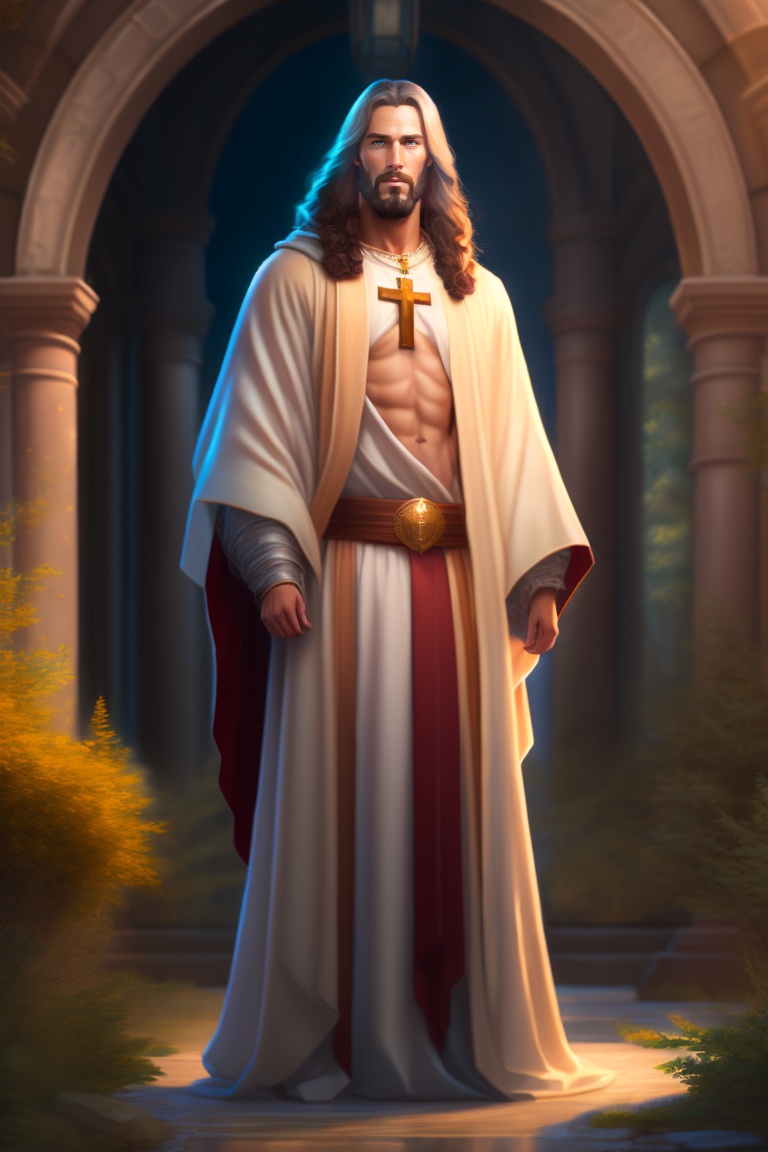 Lexica - Jesus christ , full body, realistic, long holy clothes, in his ...