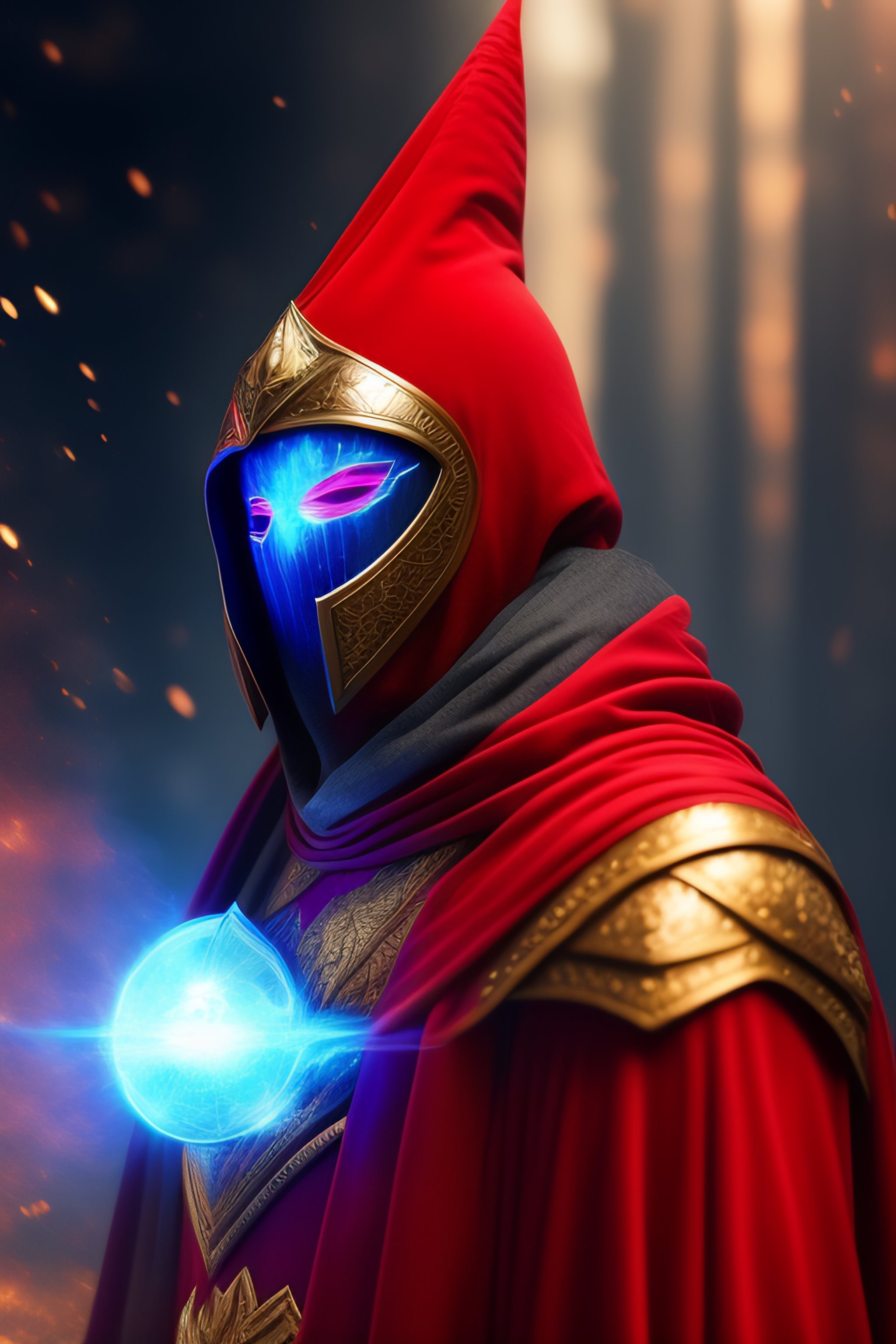 Lexica - Mysterious masked wizard with many smbols on clothing and ...