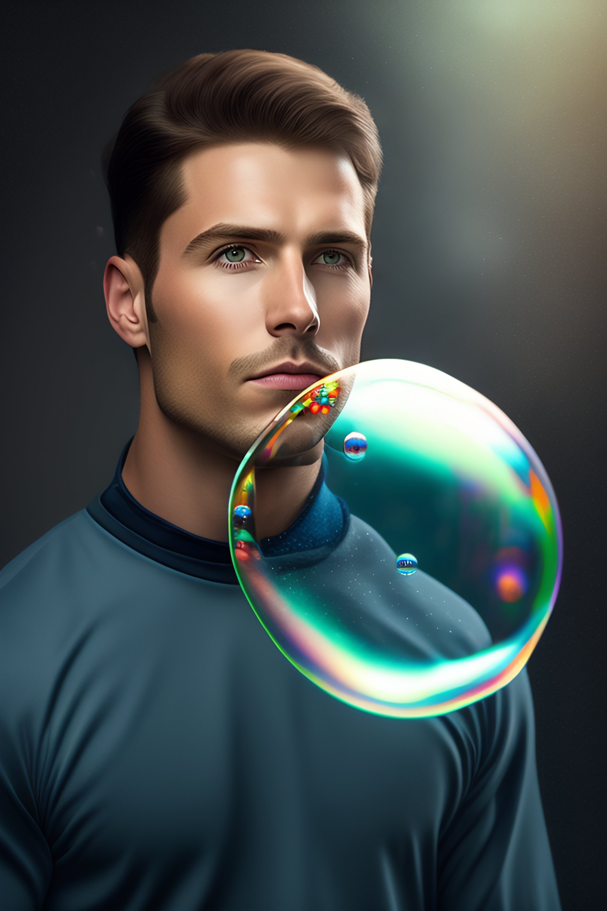 Lexica - Portrait of introvert guy with bubble in head