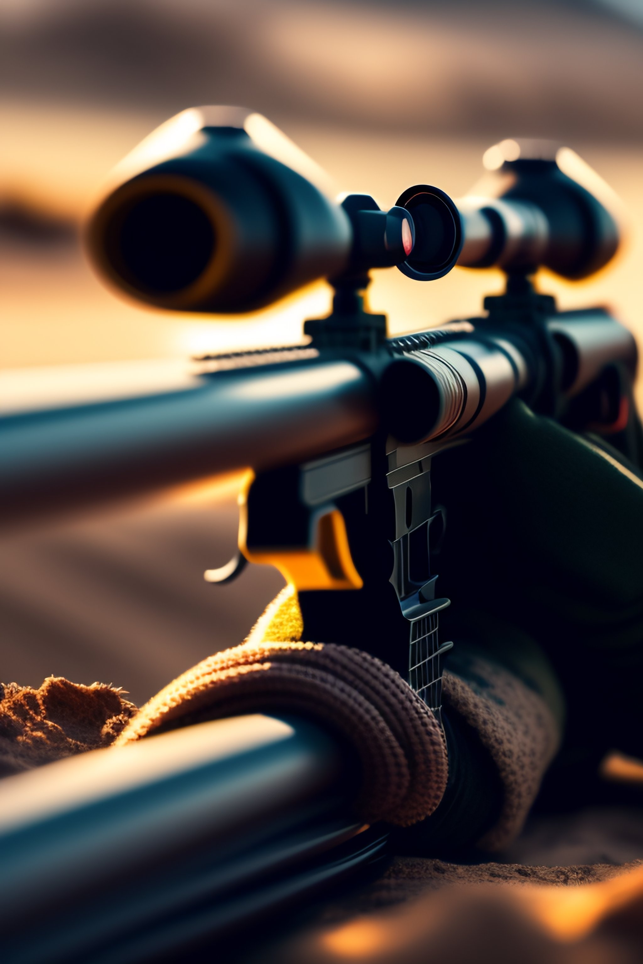 Lexica - Full frame, image from behind, a beautiful female sniper lying ...