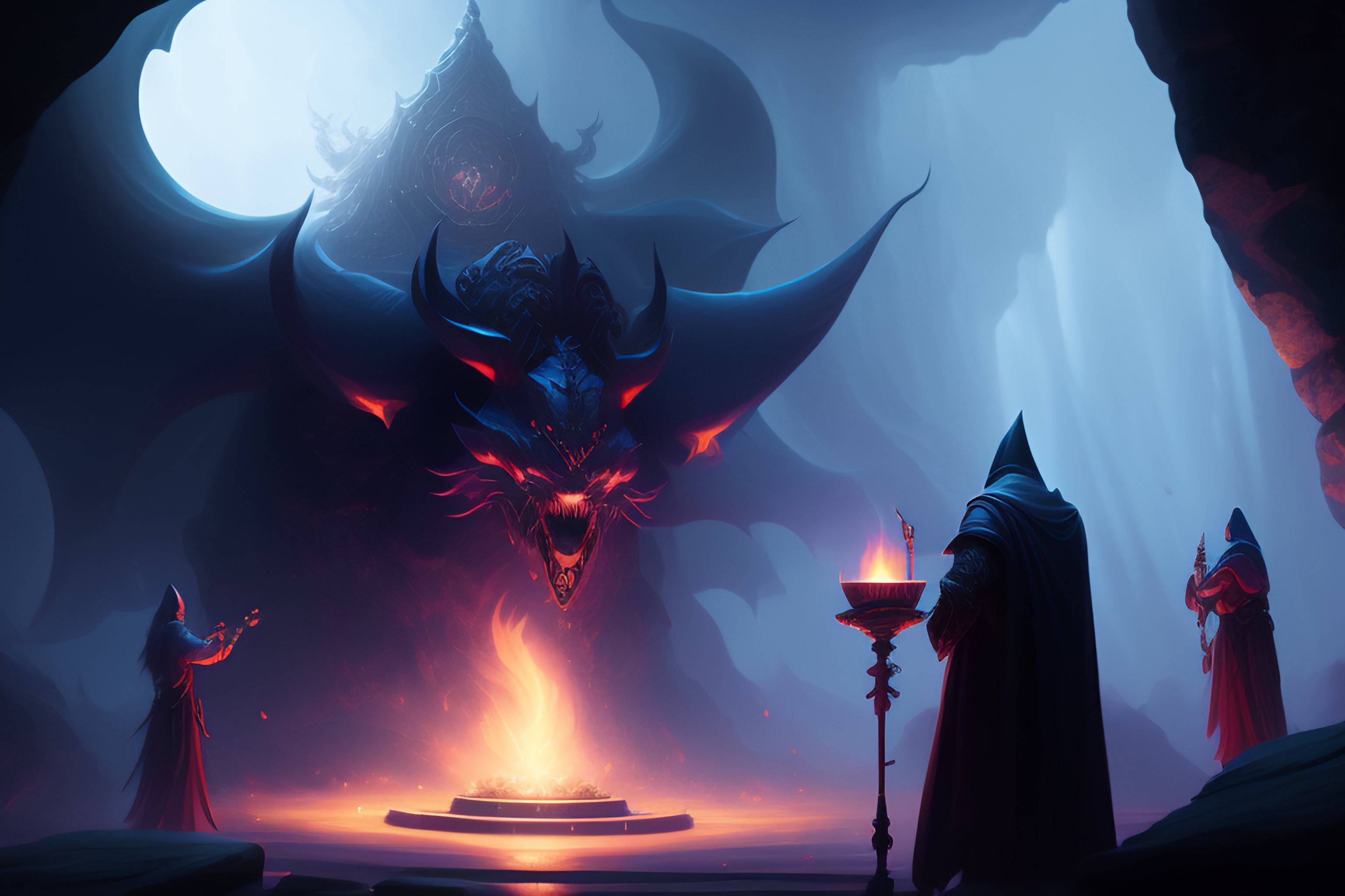 Lexica - Establishing shot of an epic demonic summoning ritual ...