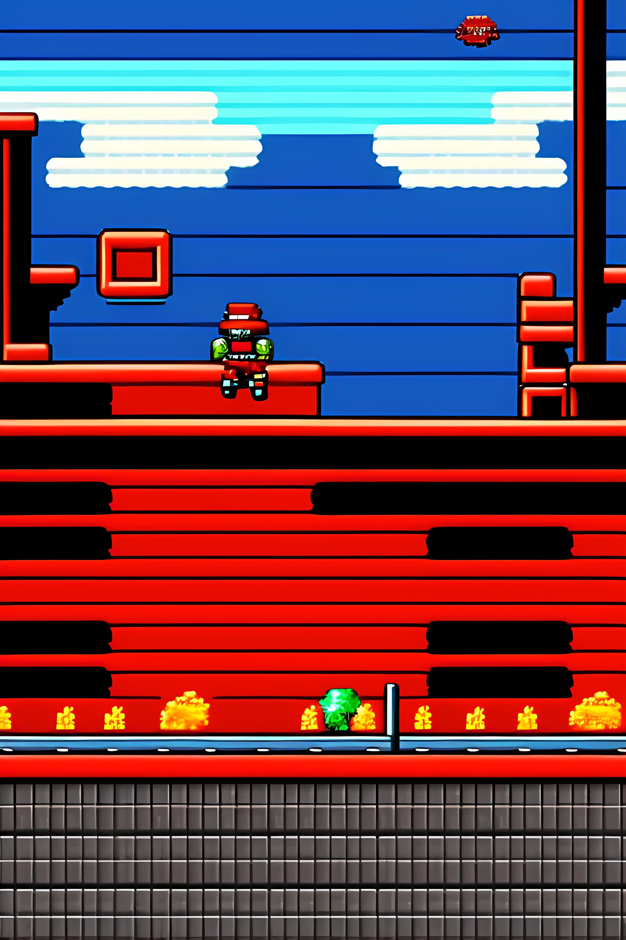 Lexica - 8-bit red ninja from ninja gaiden in mystical sky level