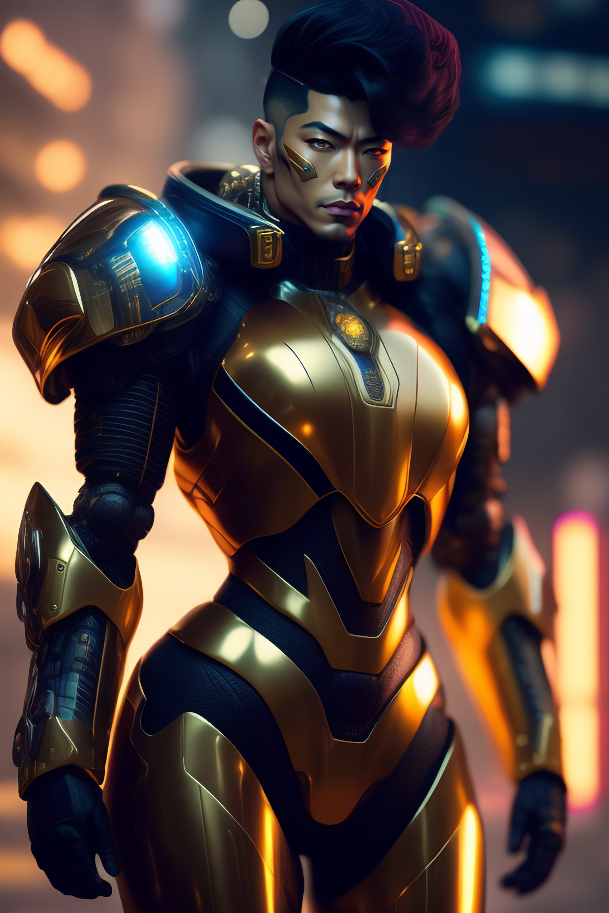 Lexica - Josuke Higashikata, realistic scifi cyberpunk power armor ...