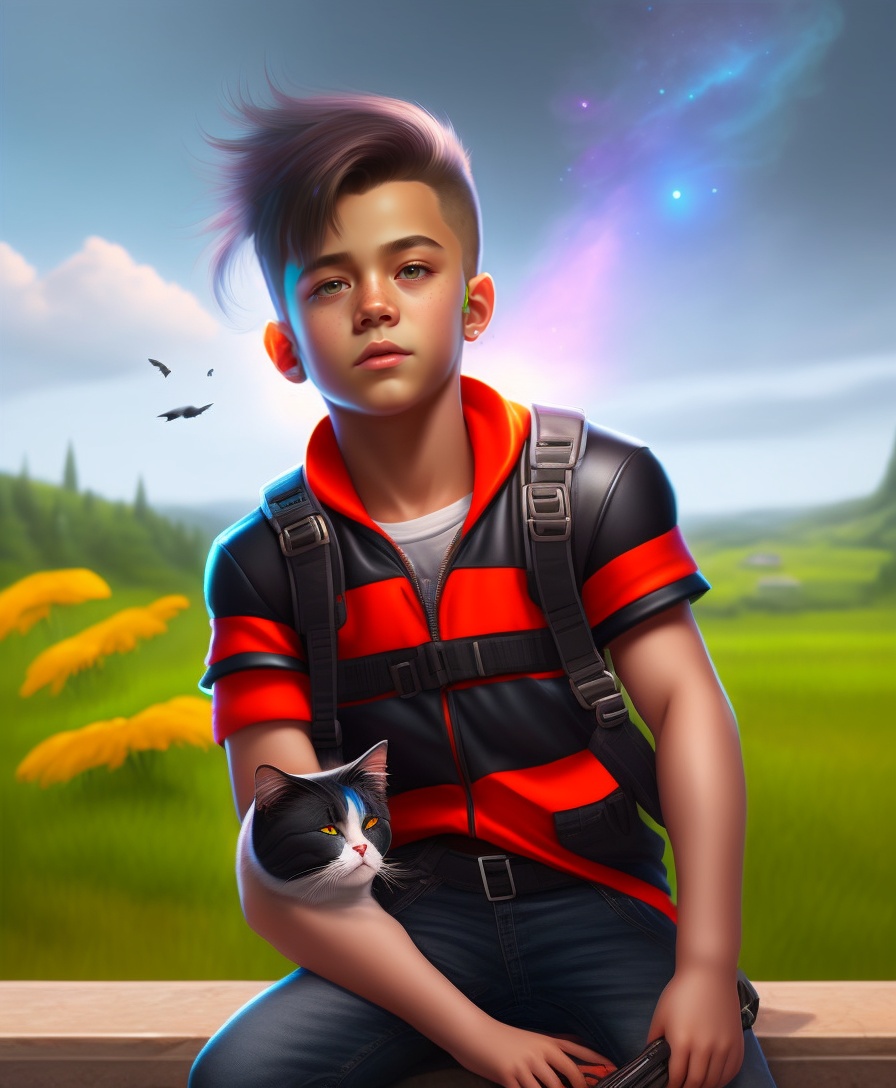 Lexica - Cyberpunk handsome boy ultra realistic with cat, Lexica - Cyberpunk handsome boy ultra realistic with cat,