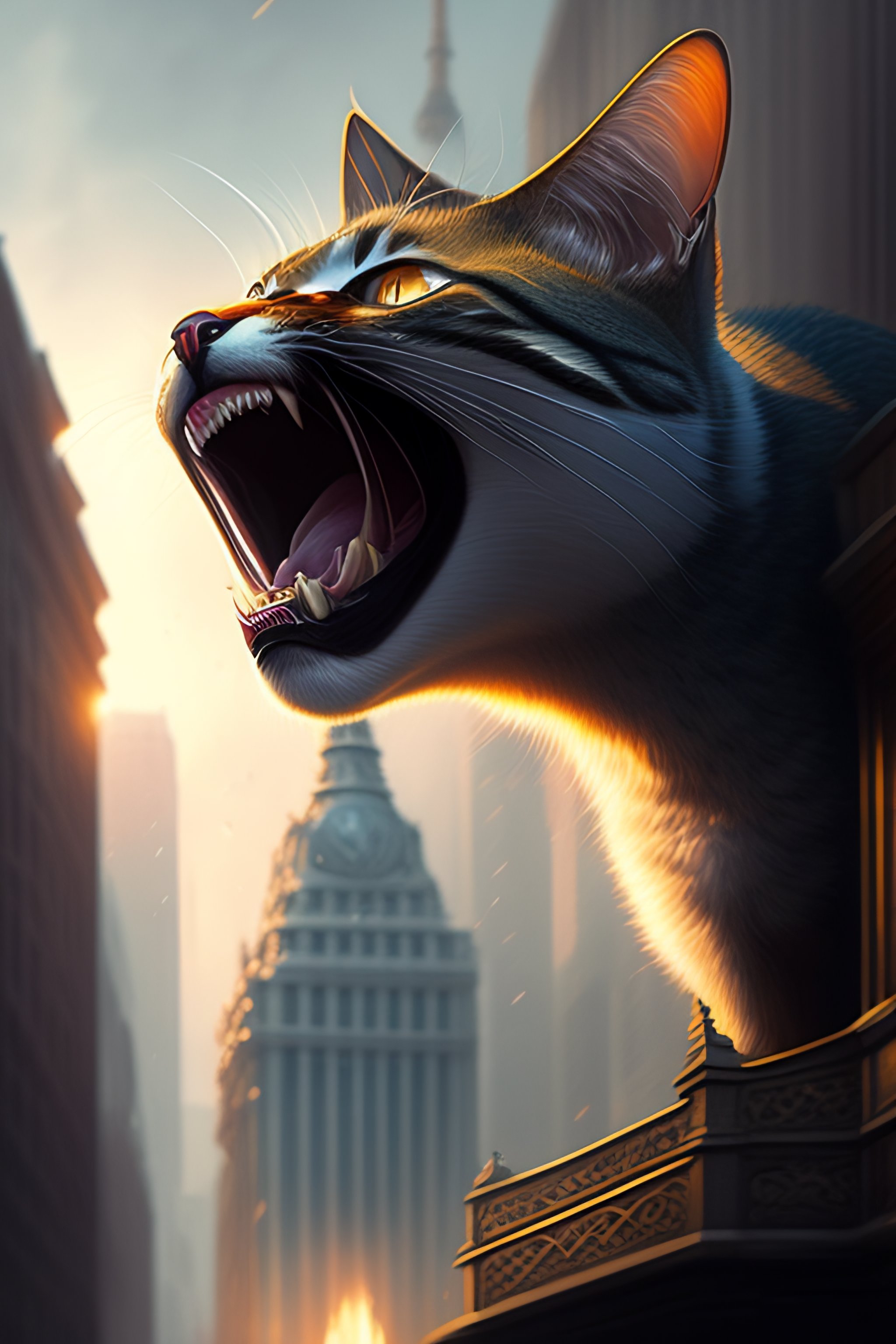 Lexica - A grotesque cat minion shrieking and gnashing its teeth in a ...